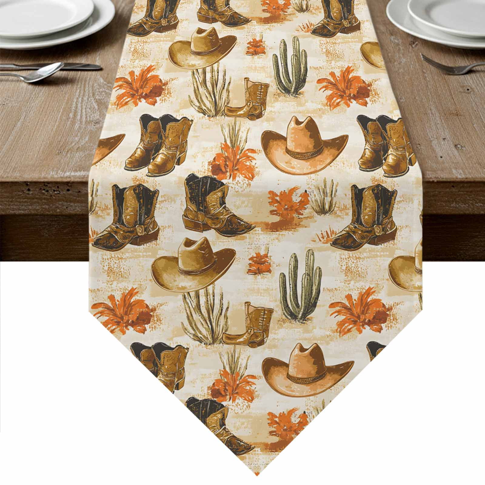 Western Cowboy Table Runner Linen Burlap Table Runner 70 Inches Long ...