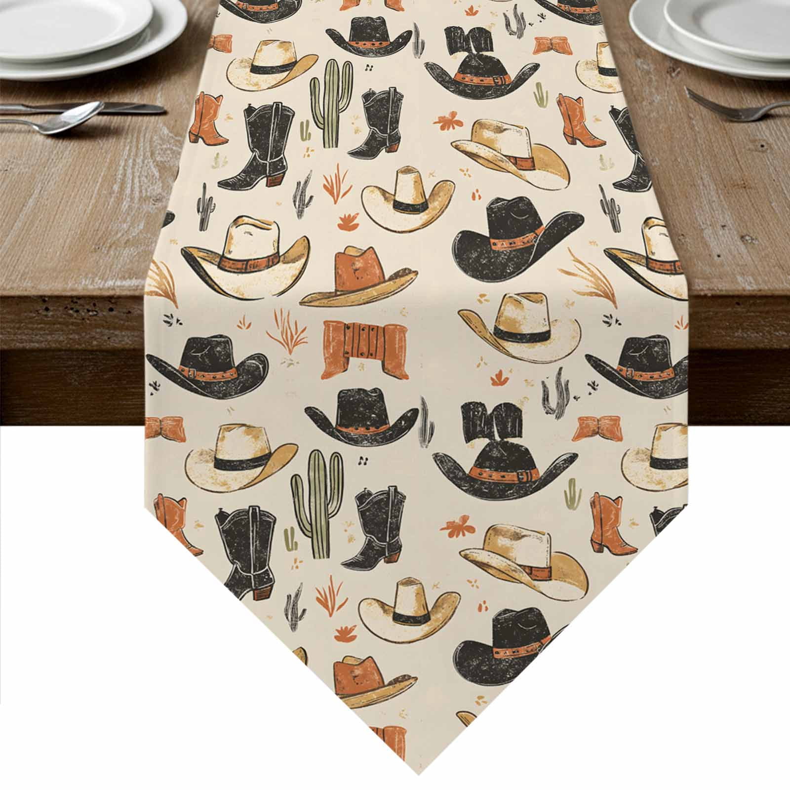Western Cowboy Table Runner Linen Burlap Table Runner 90 Inches Long ...