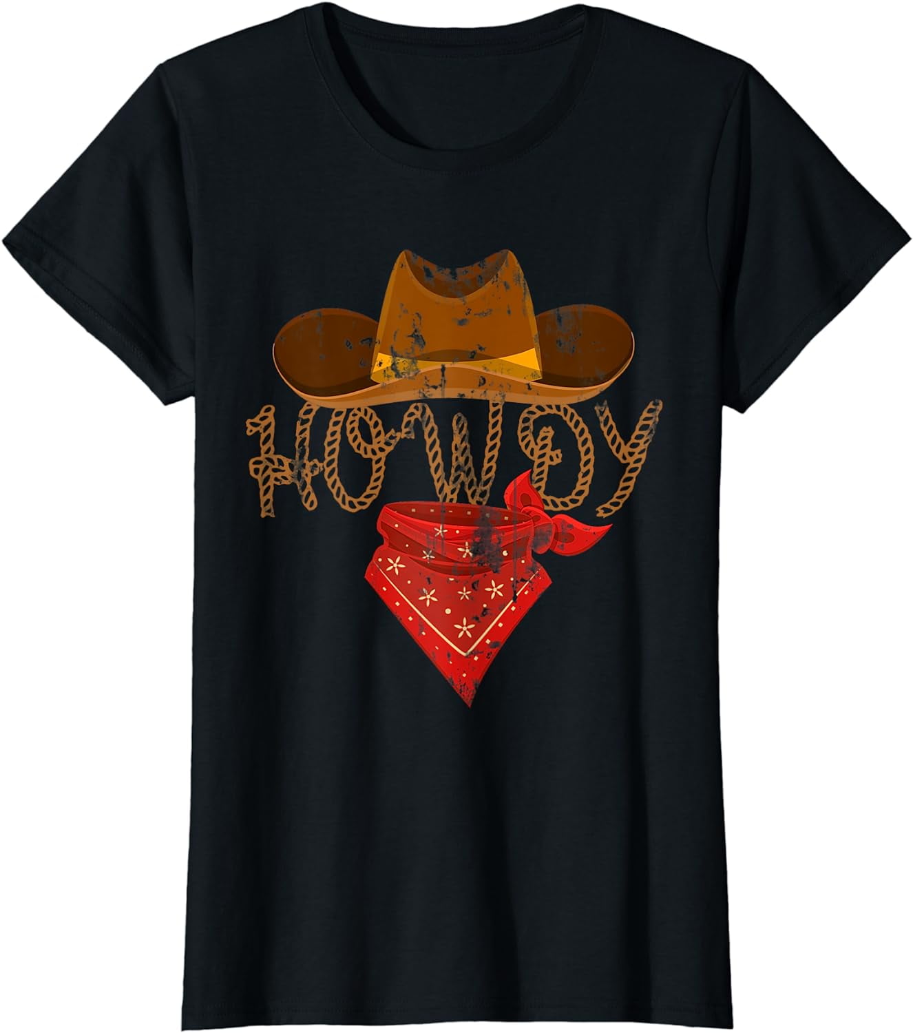 Western Cowboy Tees Howdy T-Shirt - Classic Fit, Short Sleeve, Black ...