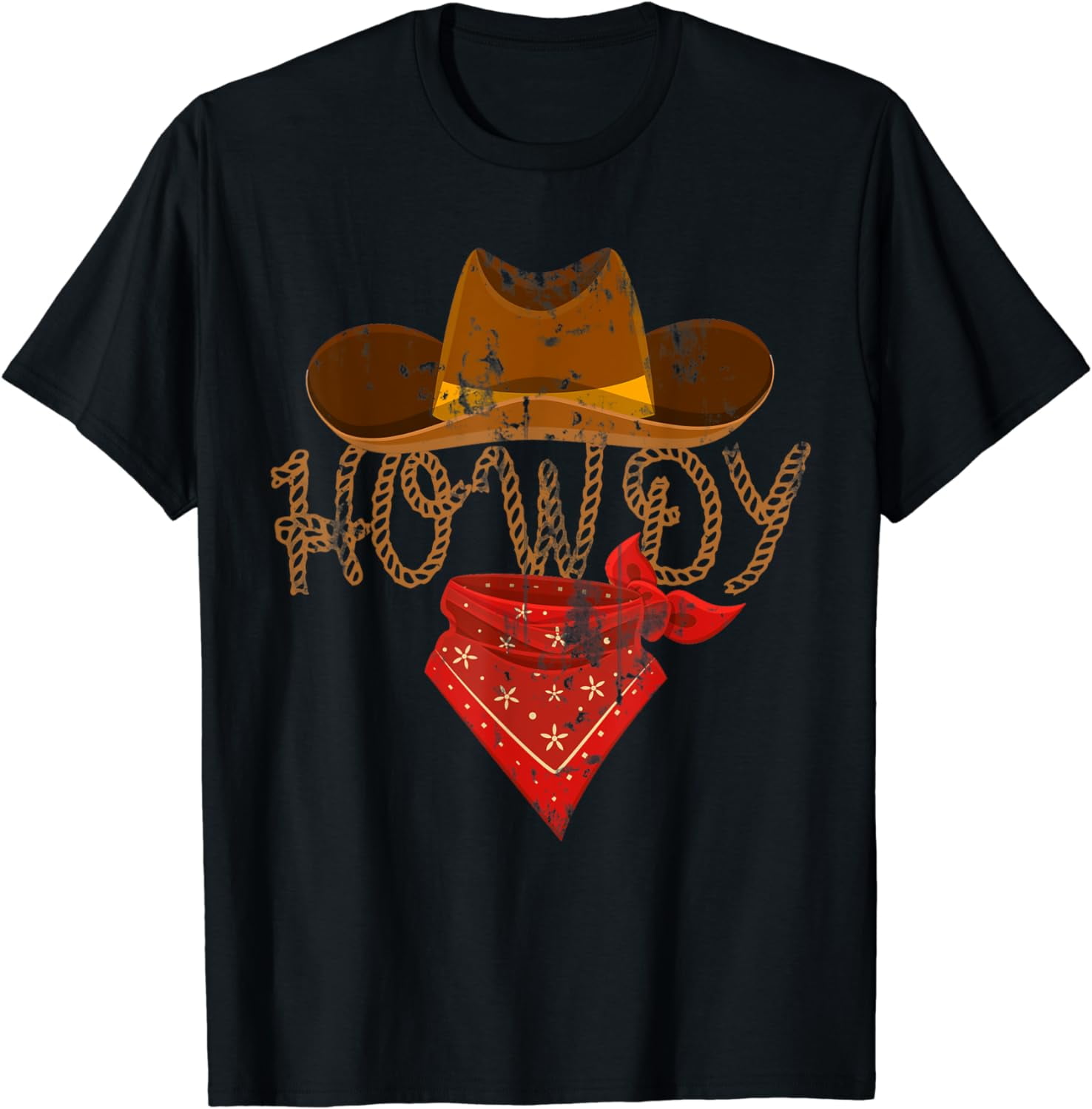 Western Cowboy Tees Howdy T-Shirt - Classic Fit, Short Sleeve, Black ...