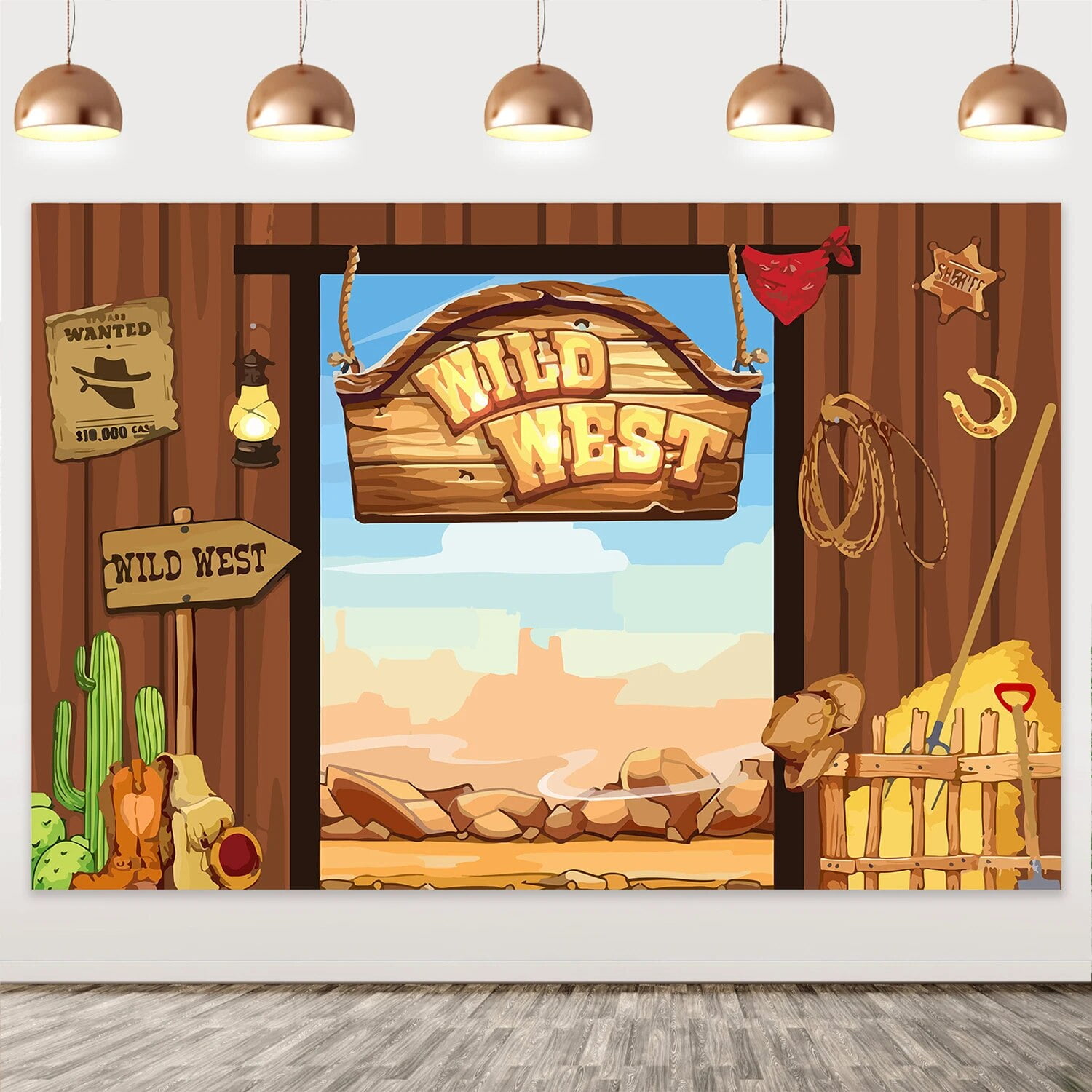 Western Cowboy Theme Backdrop Wild West Background Cloth Birthday Party ...