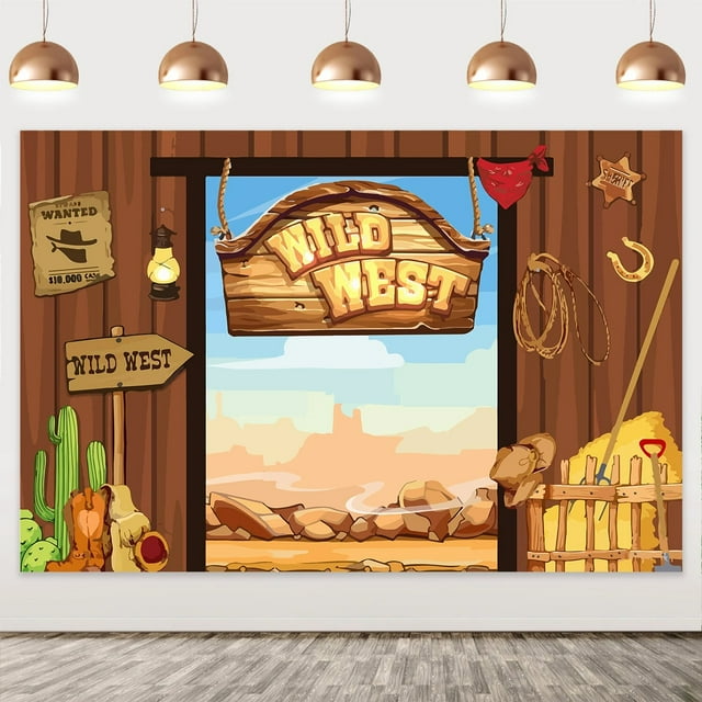 Western Cowboy Theme Backdrop Wild West Background Cloth Birthday Party ...