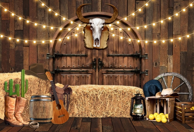 Western Cowboy Theme Backdrop for Photography Rustic Farm Wooden Barn ...