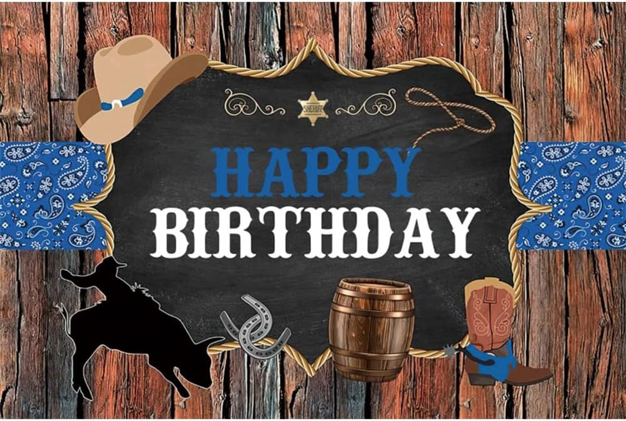 Western Cowboy Theme Birthday Backdrop Wild West Cowboy Happy Birthday ...