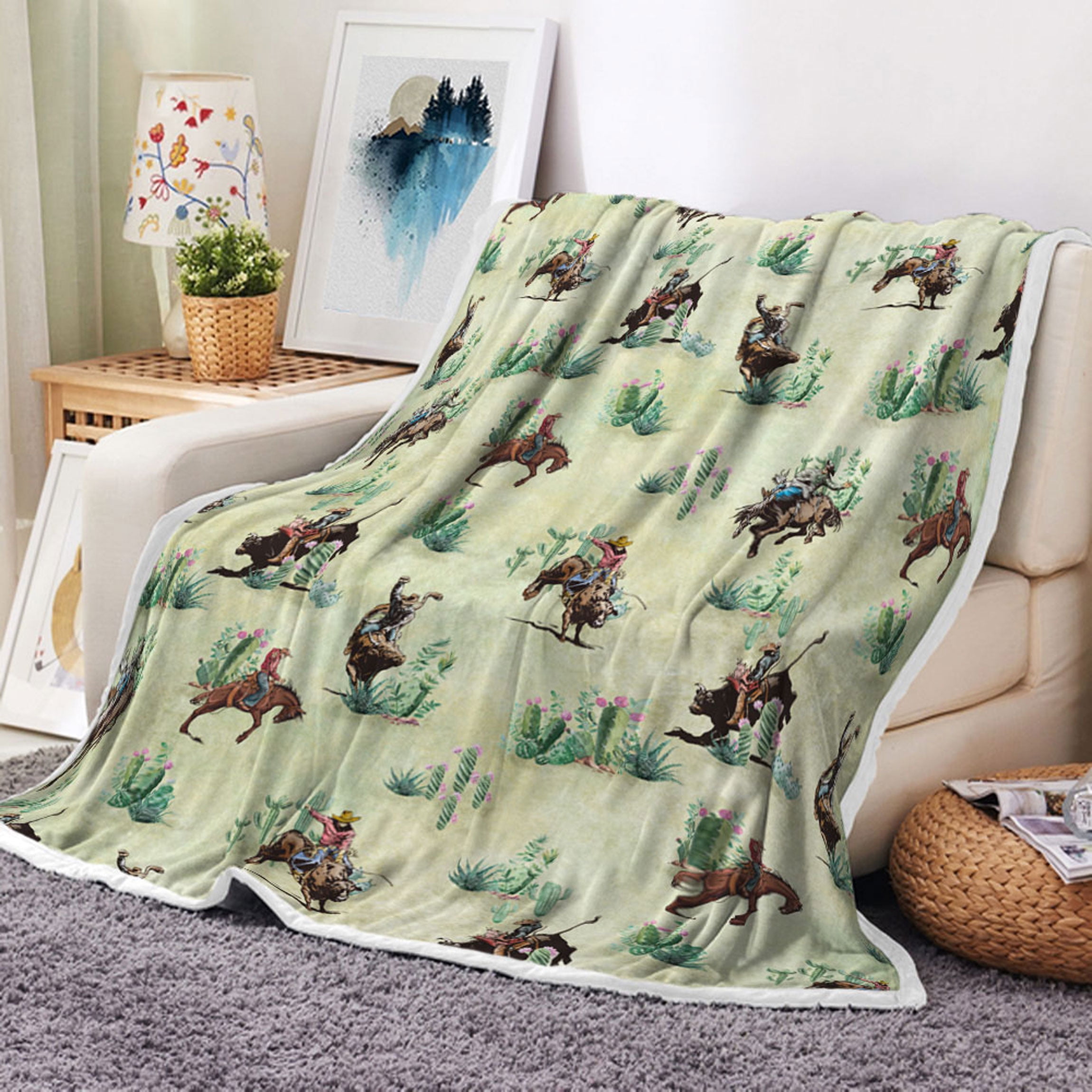 Western Cowboy Throw Blankets for Boys, Vintage Cowboy Ride Horse ...