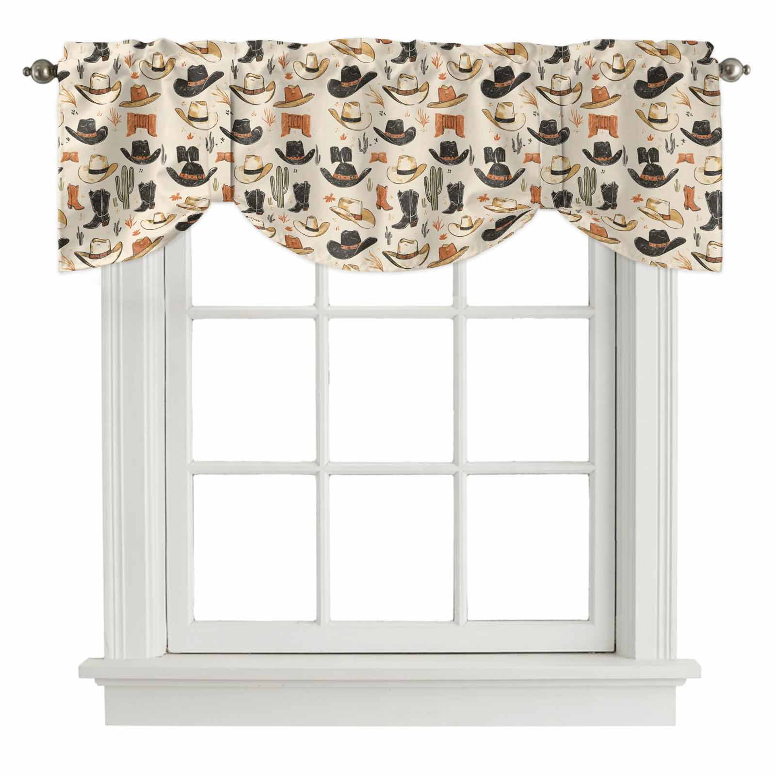 Western Cowboy Tie Up Valance Curtains for Windows, Kitchen Curtains ...