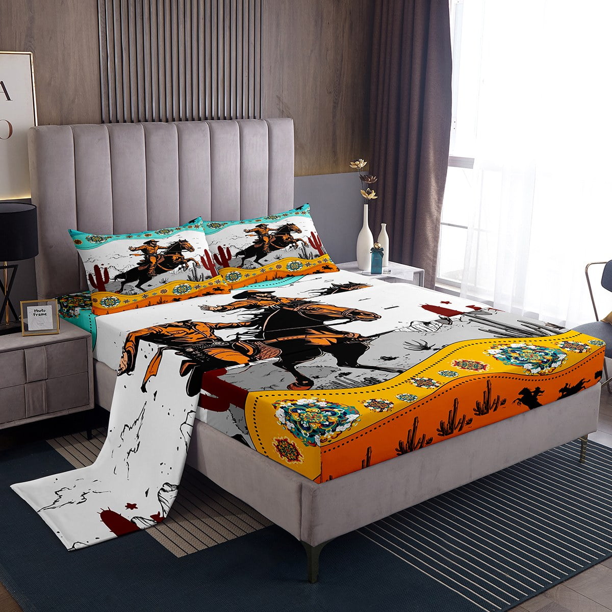 Western Cowboy Twin Bed Sheets for Adult Women Boho Exotic Tribe Style ...