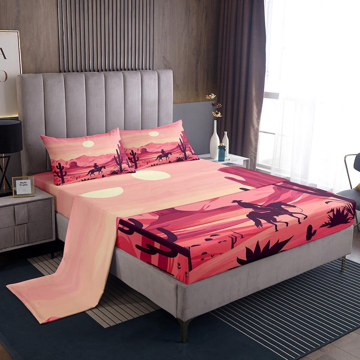 Western Cowboy Twin Bed Sheets Set,Wild West Style Horse Bedding Set ...