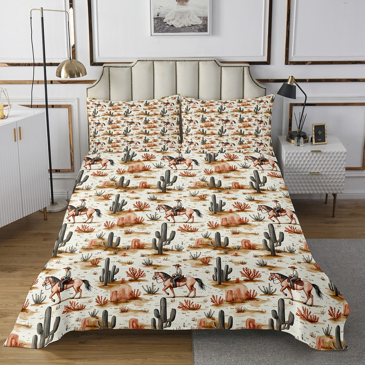 Western Cowboy Twin Quilt Set,Wild West Style Cowboy Horse Bedding Set ...
