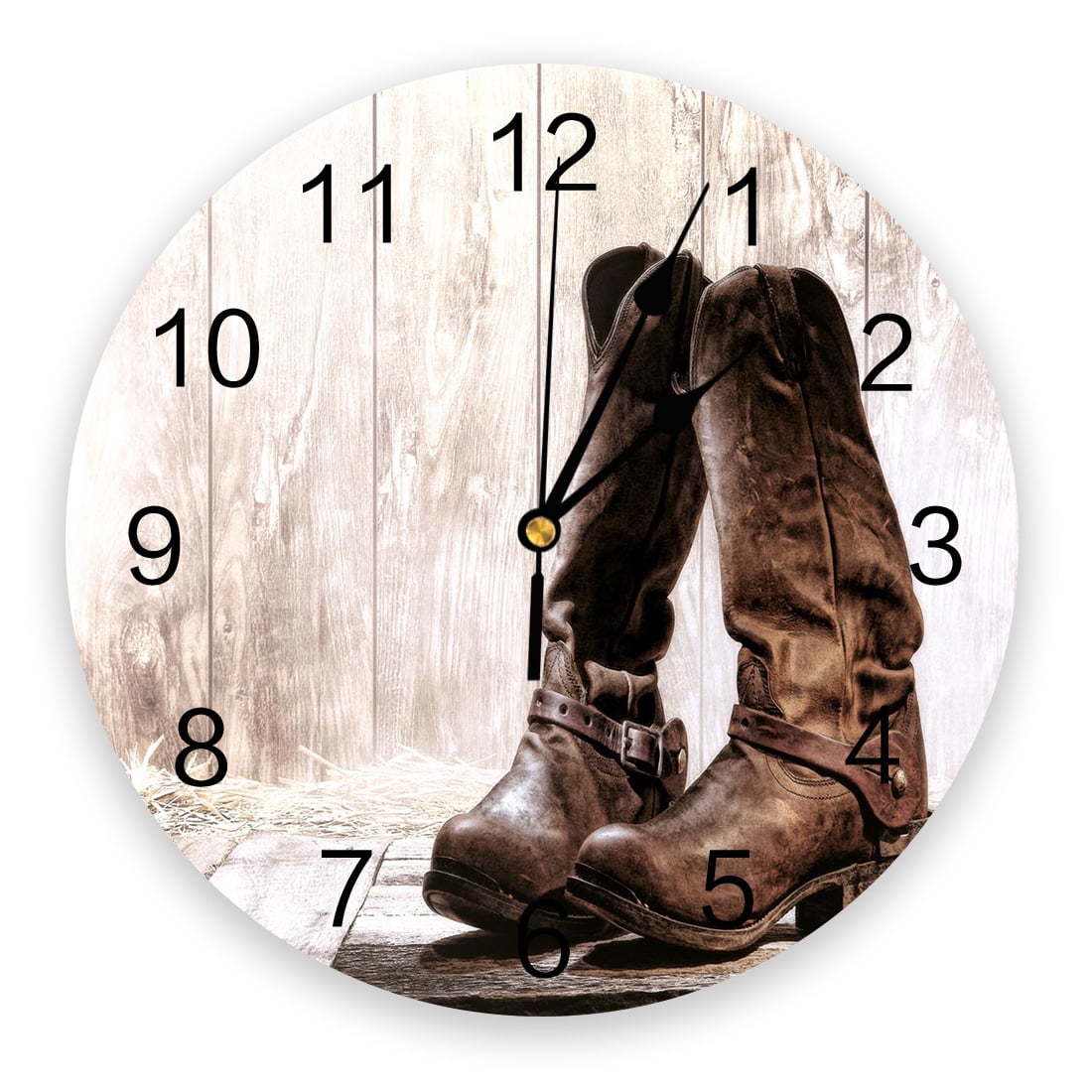 Western Cowboy Vintage Boots Wall Clock Home Decor Bedroom Silent ...