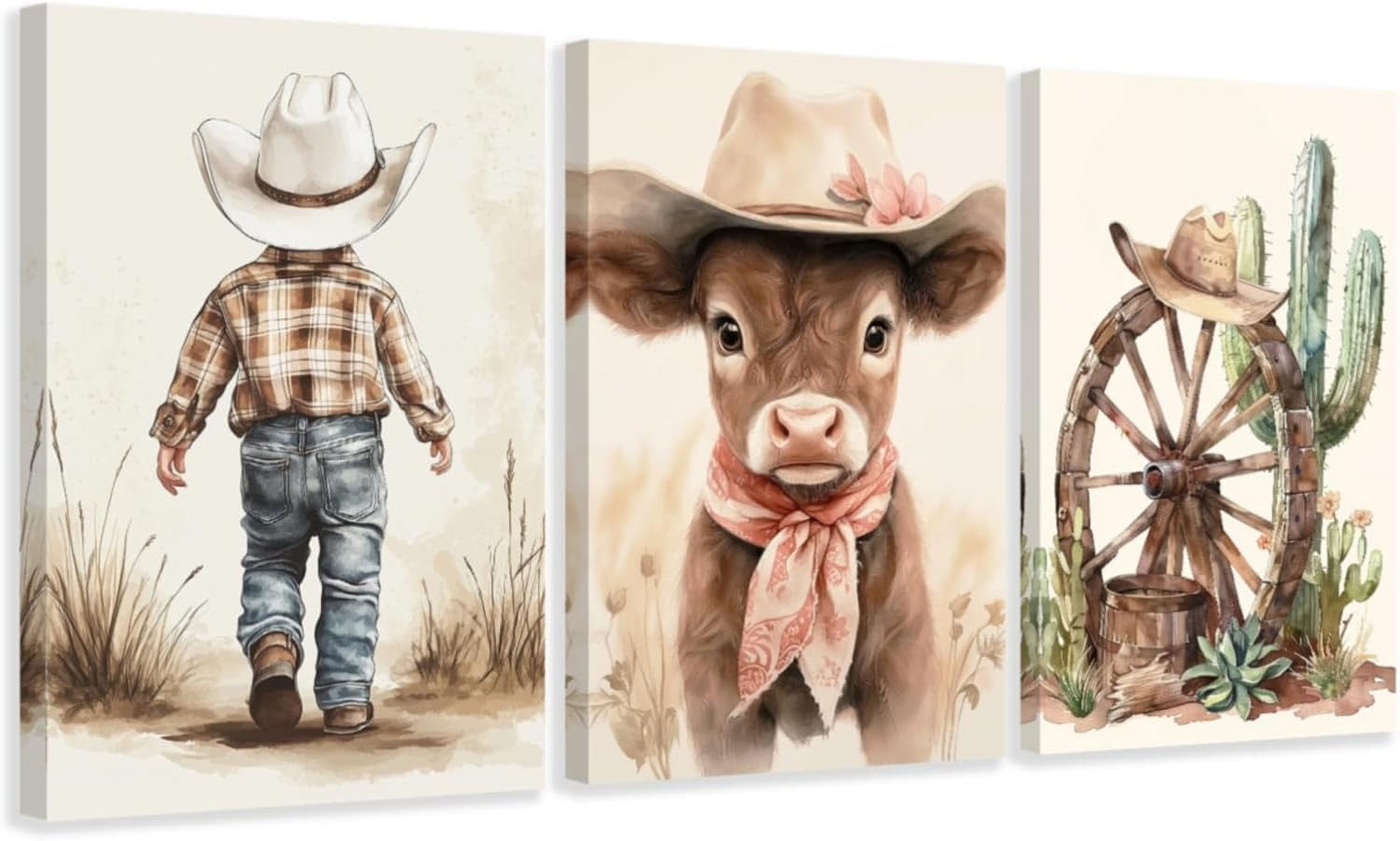 Western Cowboy Wall Art Set of 3 Cowboy Kids Wall Decor Western Themed ...
