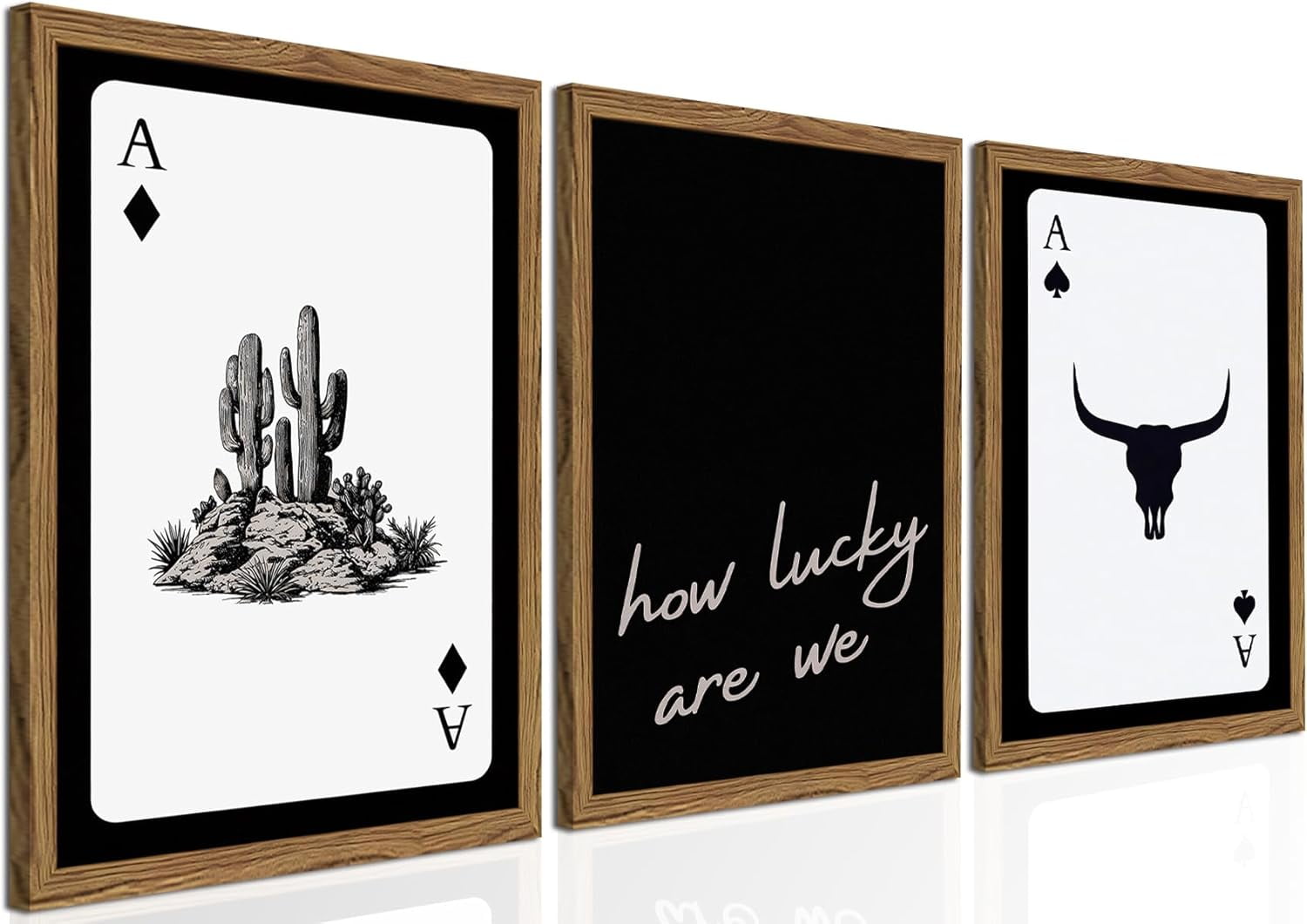Western Cowboy Wall Art Set Of 3 Cowboy Print Playing Card Inspired ...