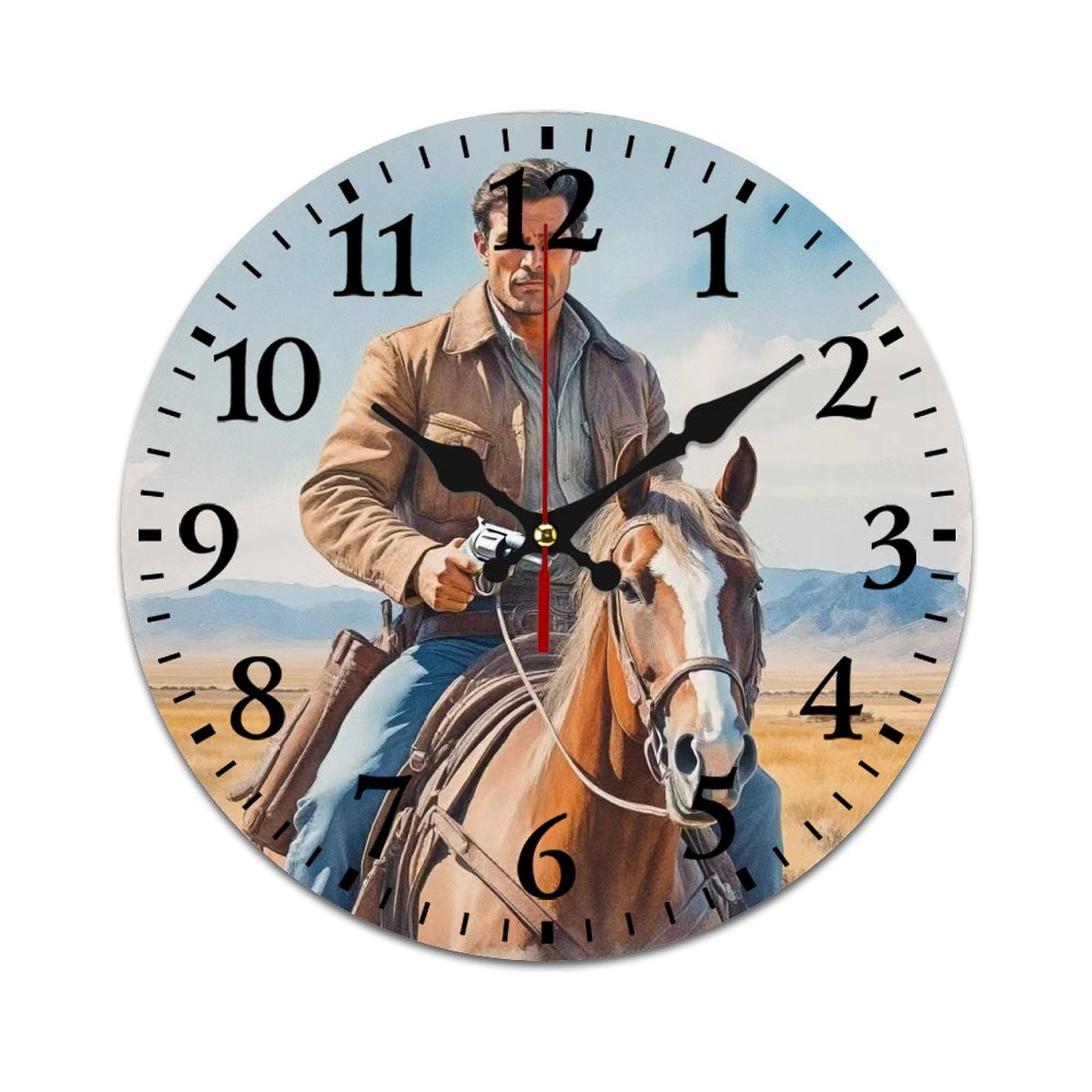 Western Cowboy Wall Clock Modern Design Clocks Wall Hanging Home Office ...