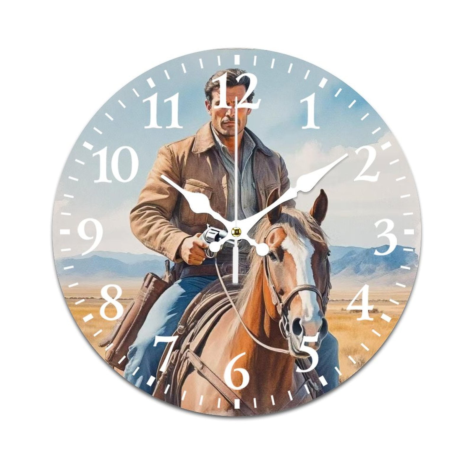 Western Cowboy Wall Clock Modern Design Clocks Wall Hanging Home Office ...