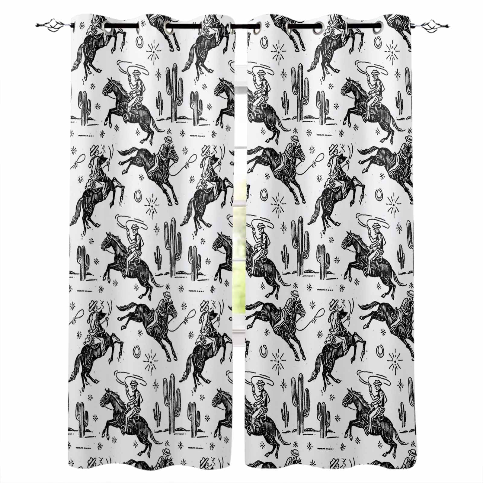 Western Cowboys Black Out Curtains 84 Inch Long for Living Room ...