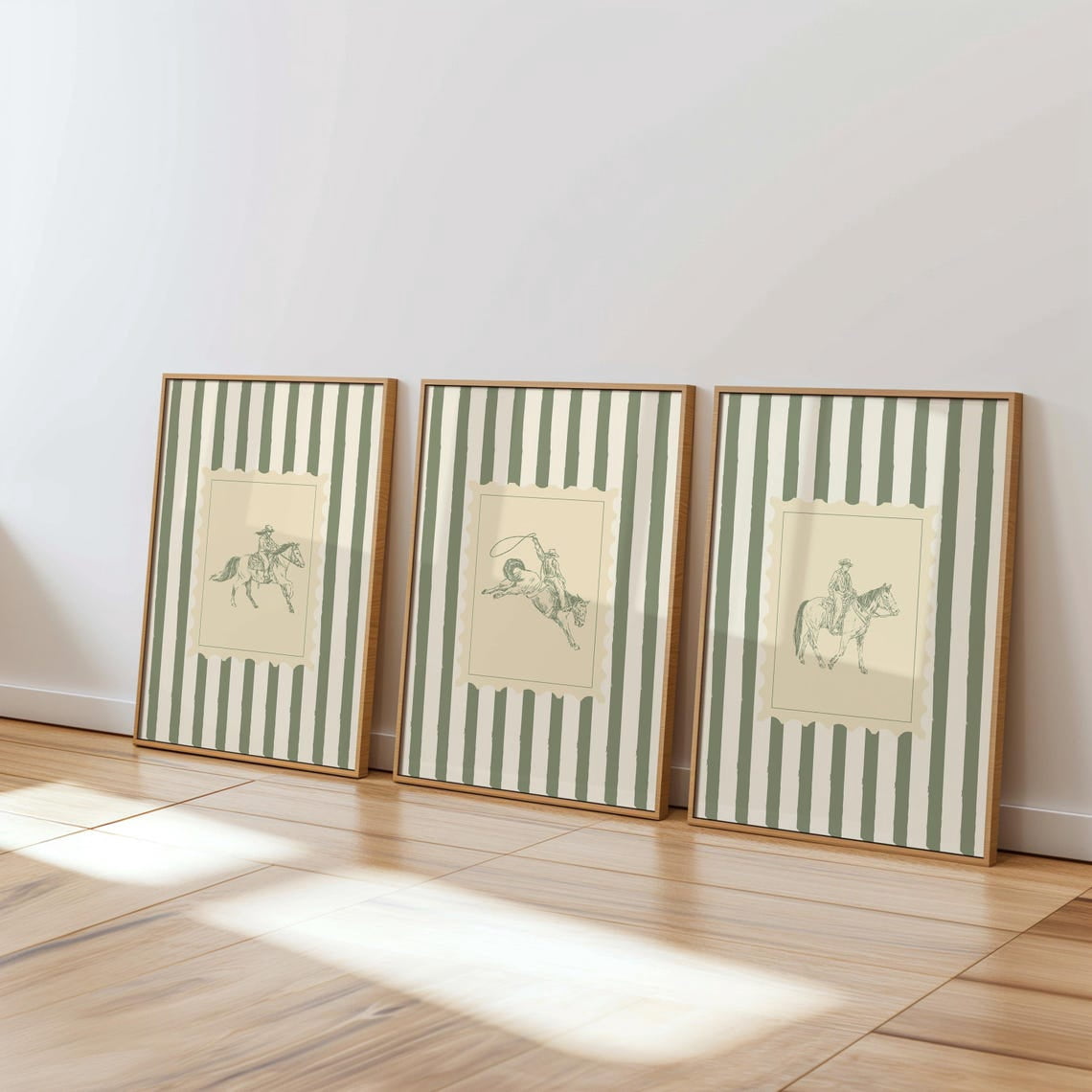 Western Cowboys Sage Vintage Rodeo Sketch Wall Art Retro Horse Rustic ...