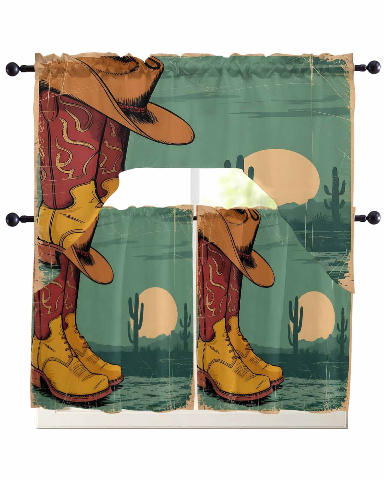 Western Cowboys Swag Curtains for Living Room/Bedroom Windows, Country ...