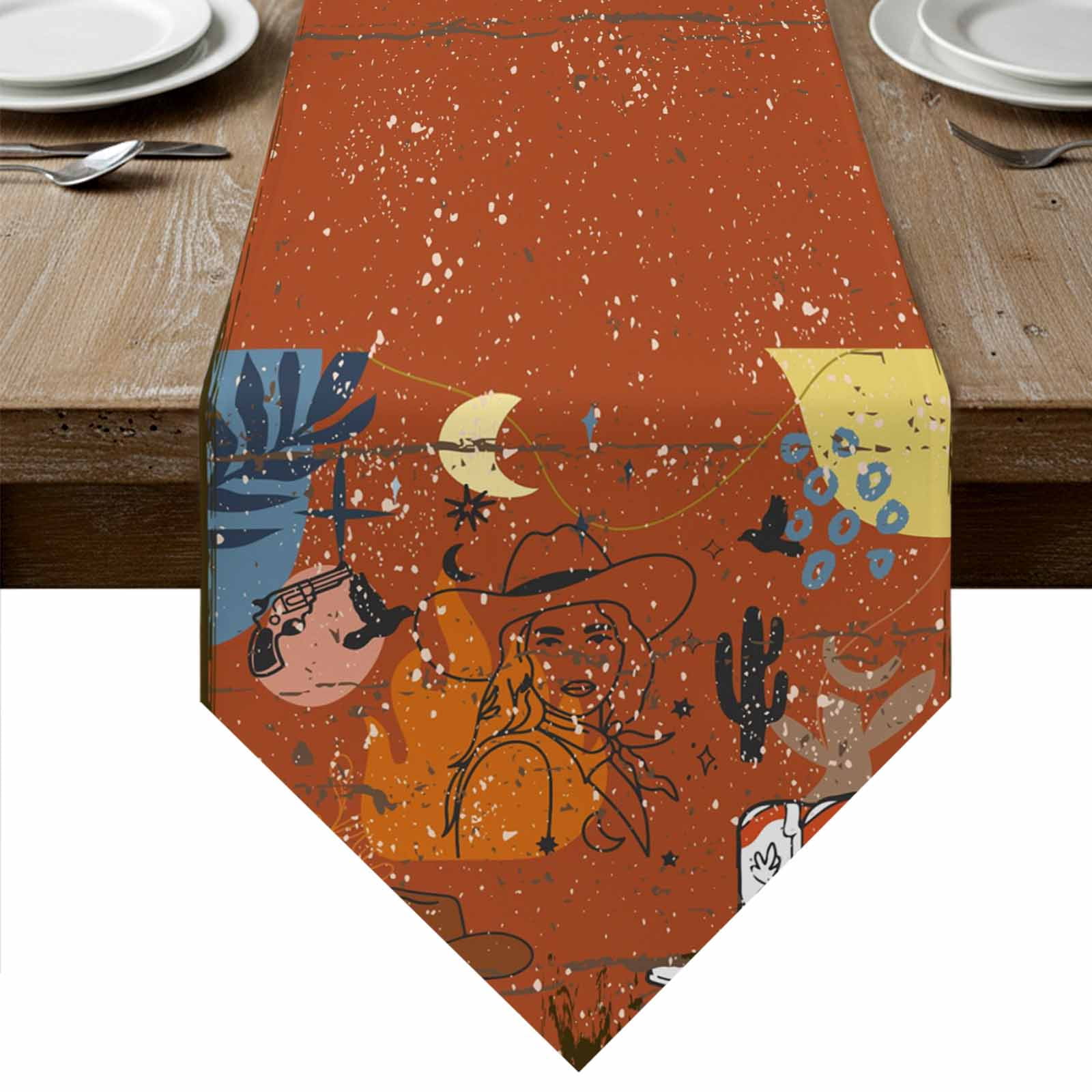 Western Cowboys Table Runner Linen Burlap Table Runner 70 Inches Long ...