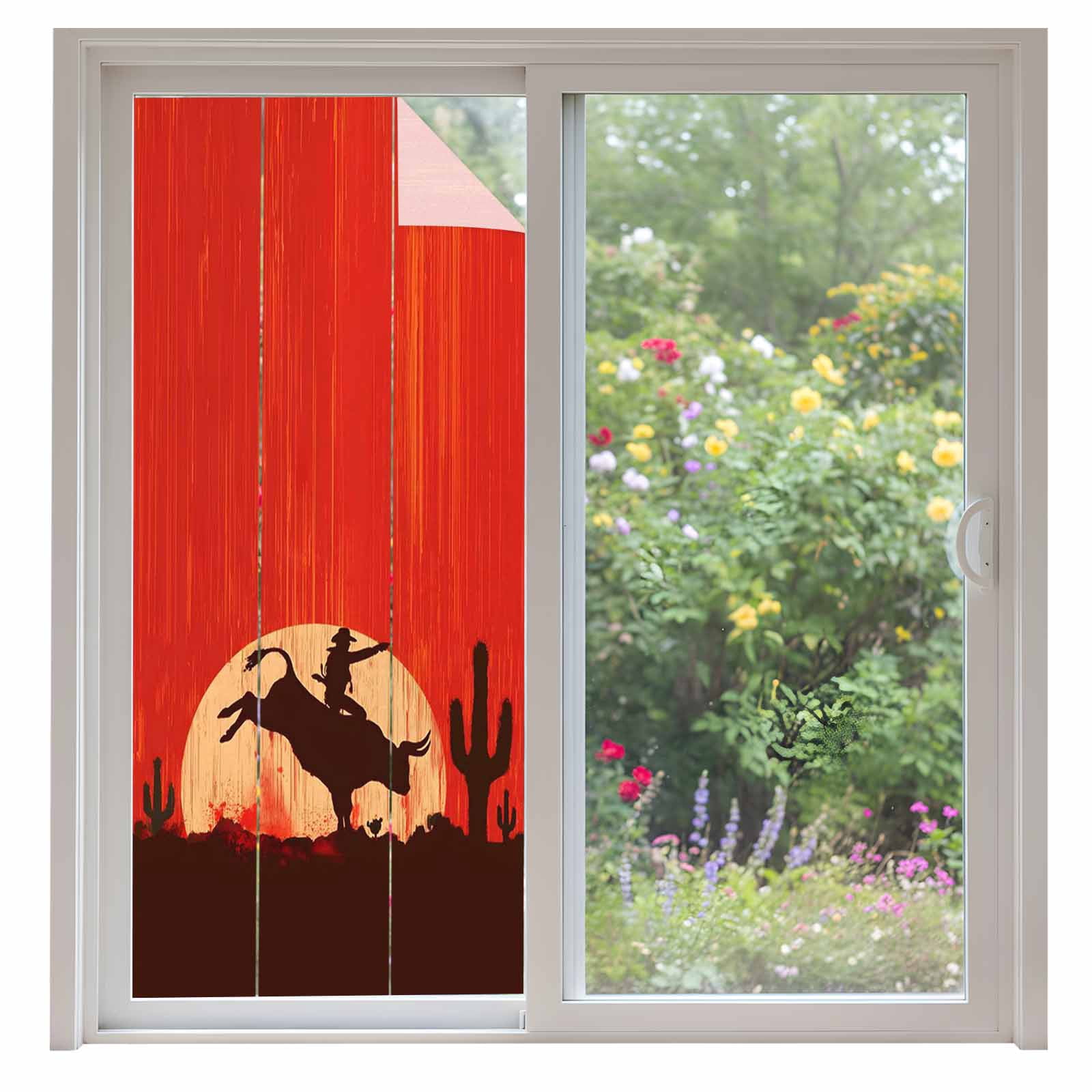 Western Cowboys Window Privacy Film, Black Bullfighting Silhouette ...