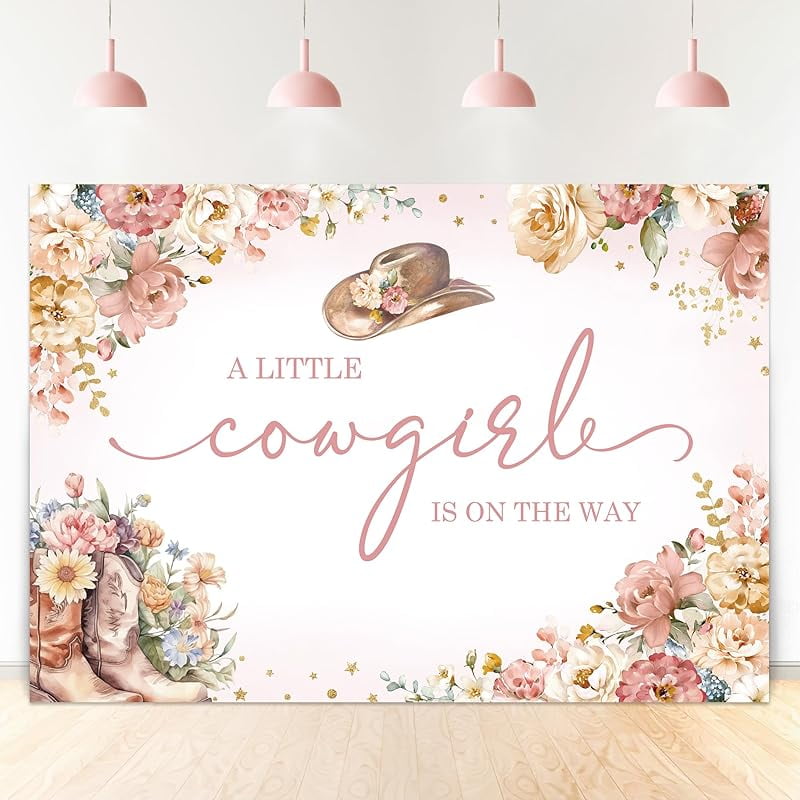 Western Cowgirl Baby Shower Backdrop Floral A Little Cowgirl is on The ...