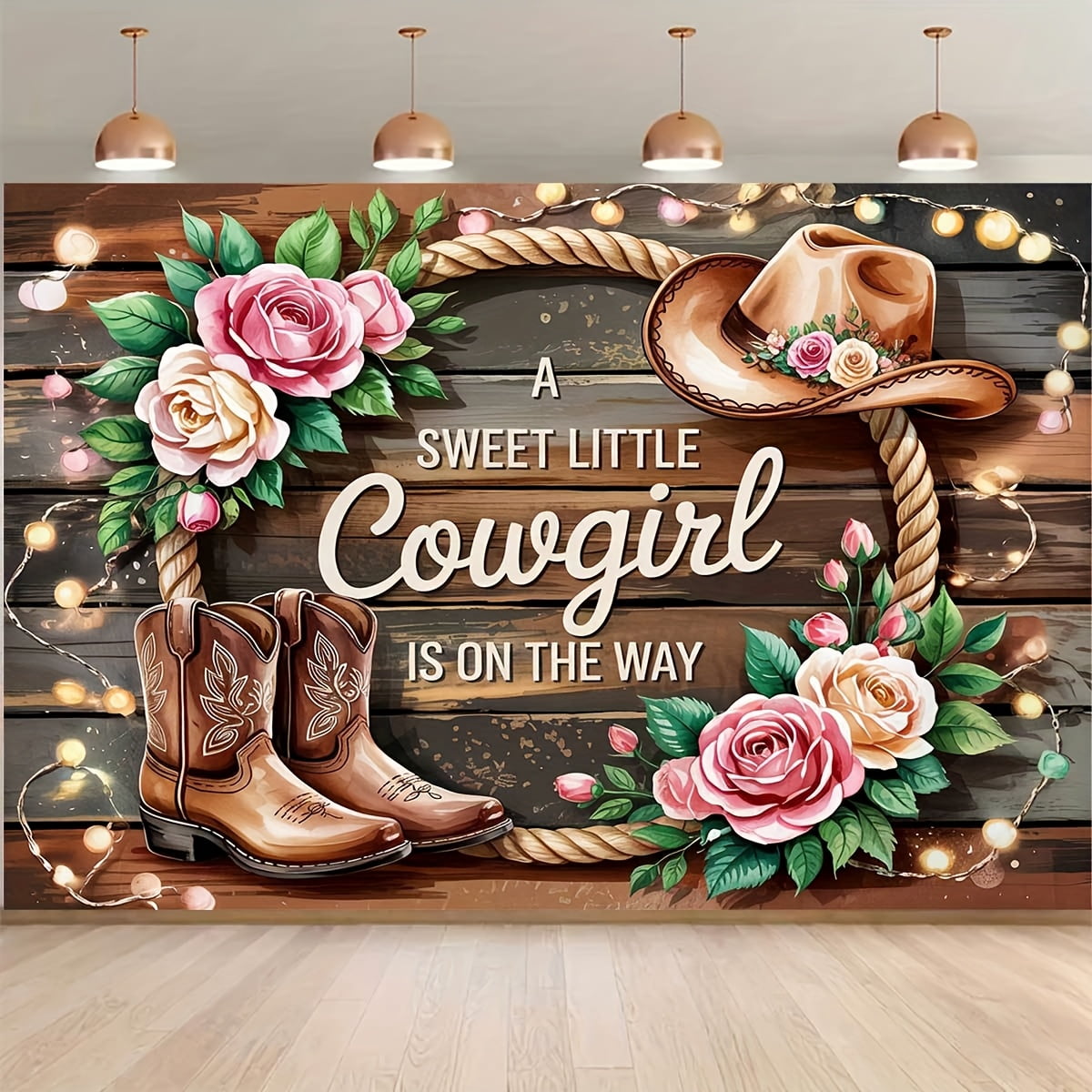 Western Cowgirl Baby Shower Backdrop A Sweet Little Cowgirl is on the ...
