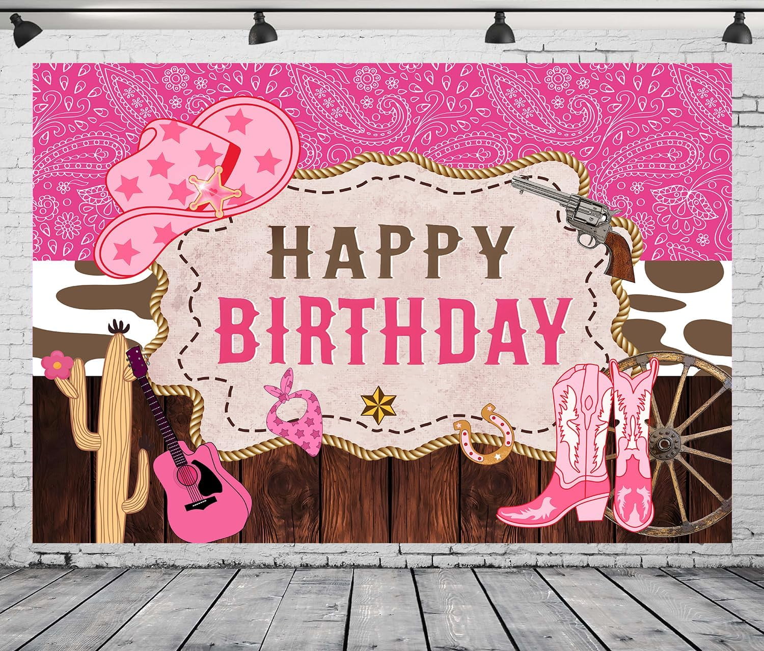 Western Cowgirl Backdrop My First Rodeo Decorations Girl Pink Western ...