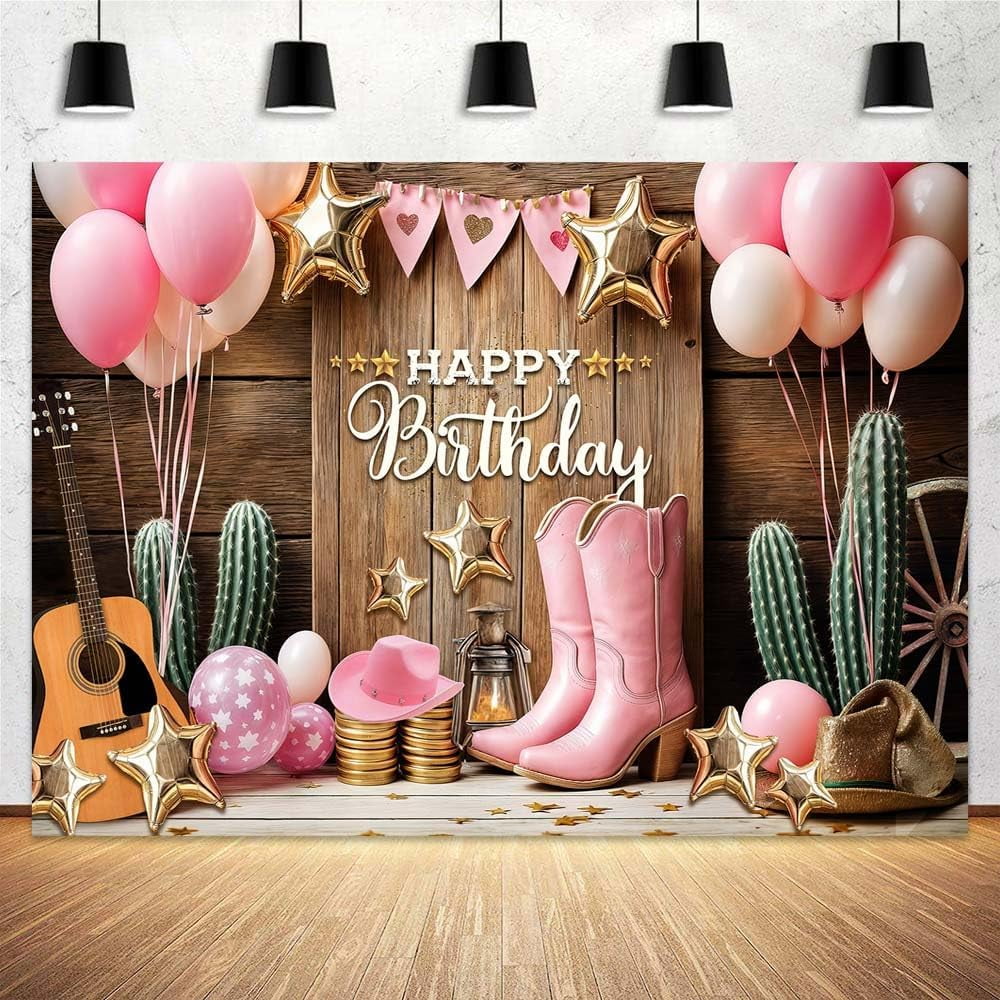 Western Cowgirl Backdrop Pink Rustic Cowgirl Birthday Photography ...