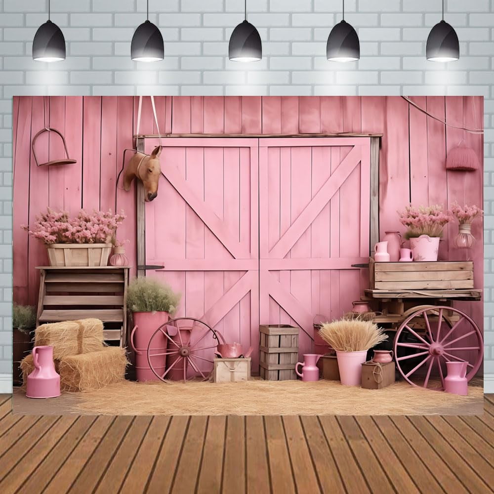 Western Cowgirl Backdrop Pink Western Rustic Wooden House Barn ...