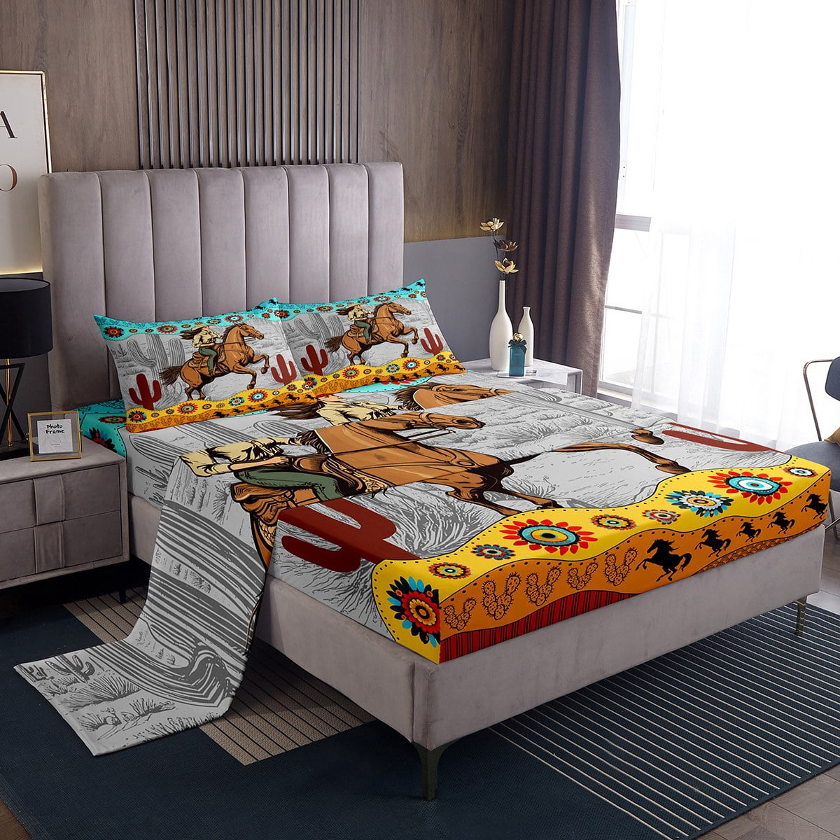Western Cowgirl Bed Sheets Queen Size Rustic Farmhouse Sheets Cowboy ...