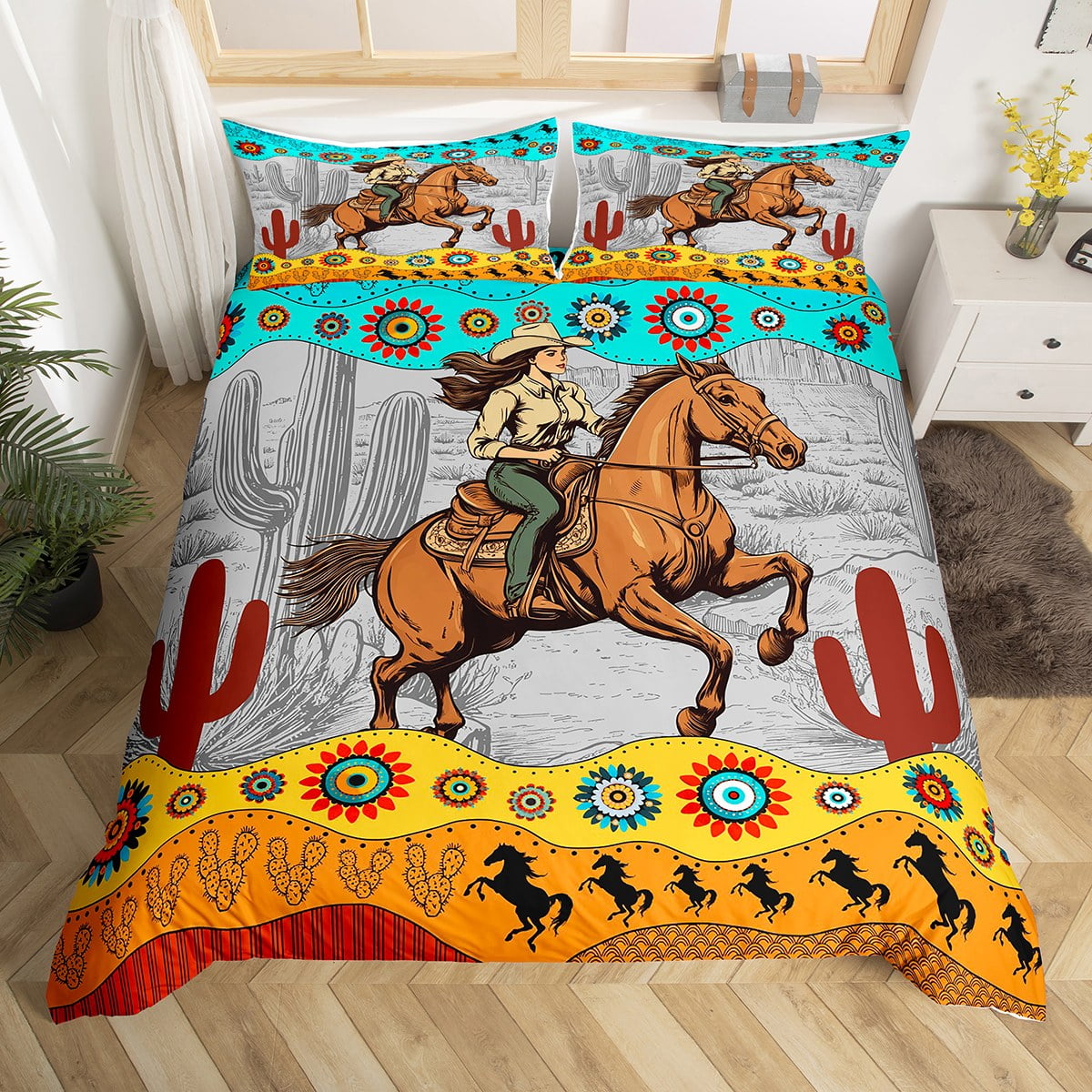 Western Cowgirl Bedding Sets King Size Rustic Farmhouse Duvet Cover ...