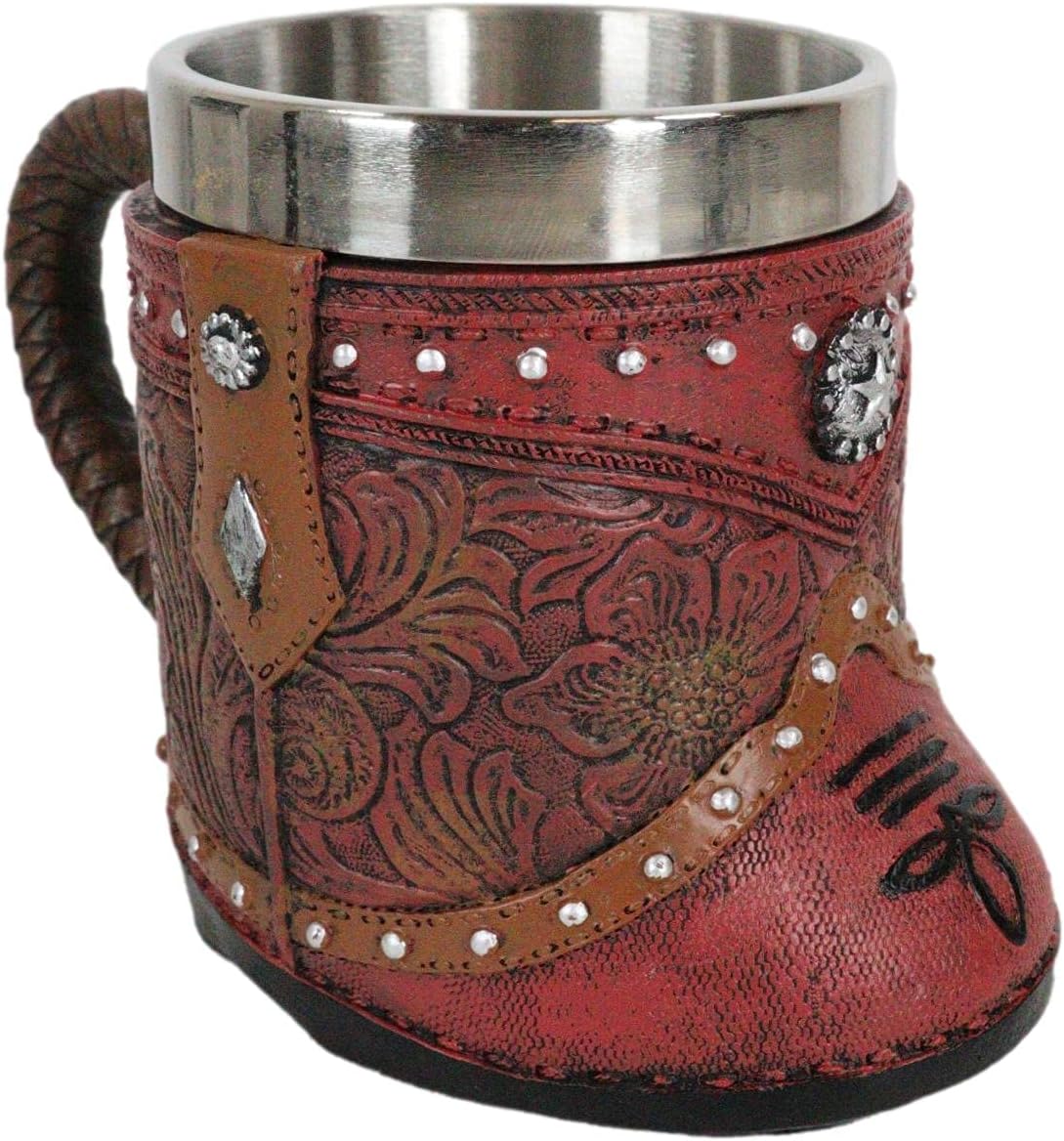 Western Cowgirl Boot With Lone Star Coffee Mug In Faux Tooled Leather ...