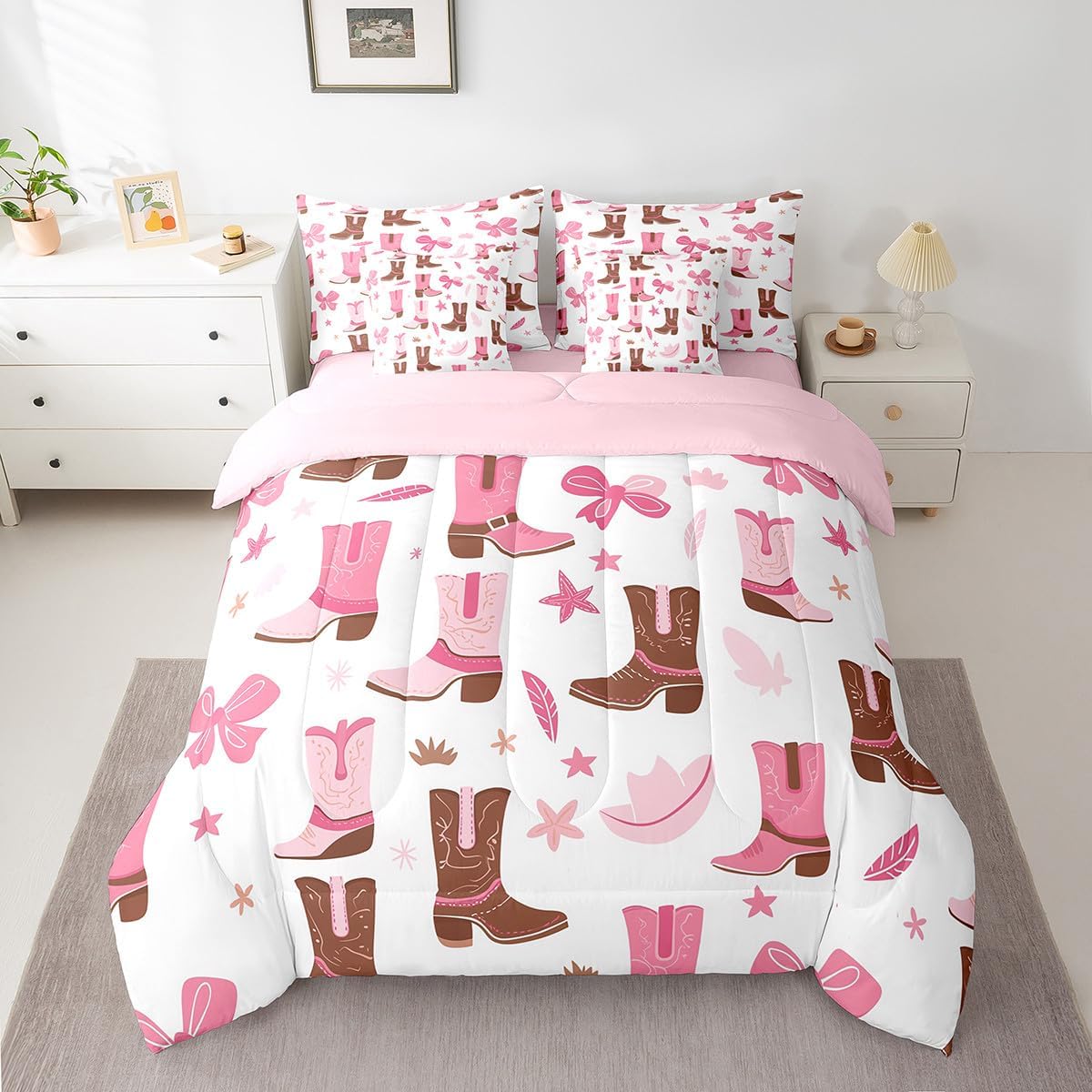 Western Cowgirl Comforter Set with Sheets Cowboy Boots Bed in a Bag for ...