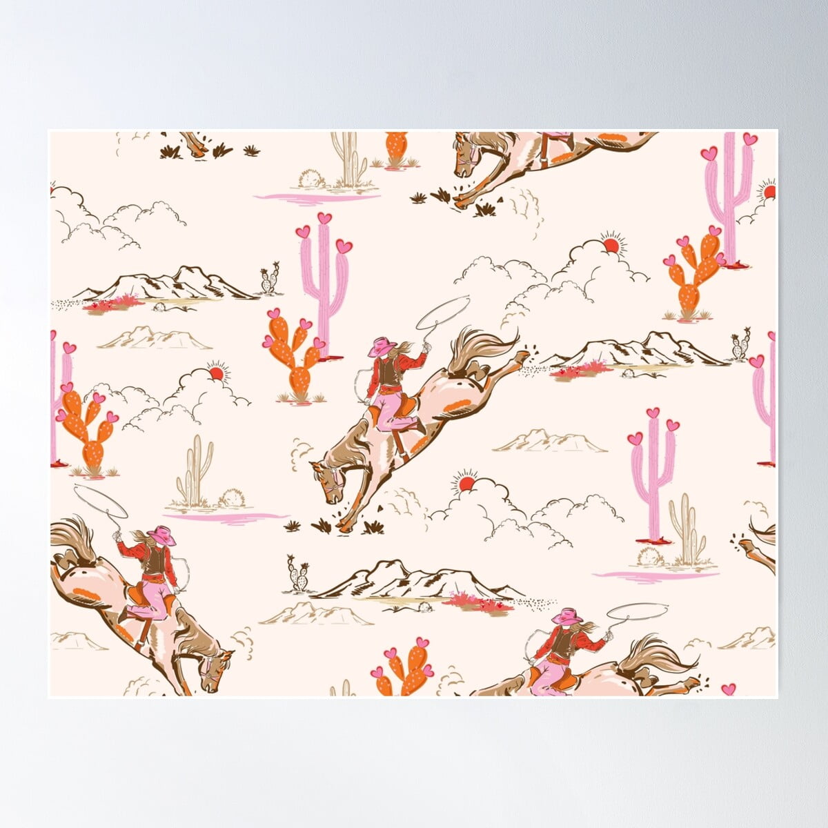 Western Cowgirl Equestrian Pattern Poster, 12x18 UNFRAMED - Walmart.com