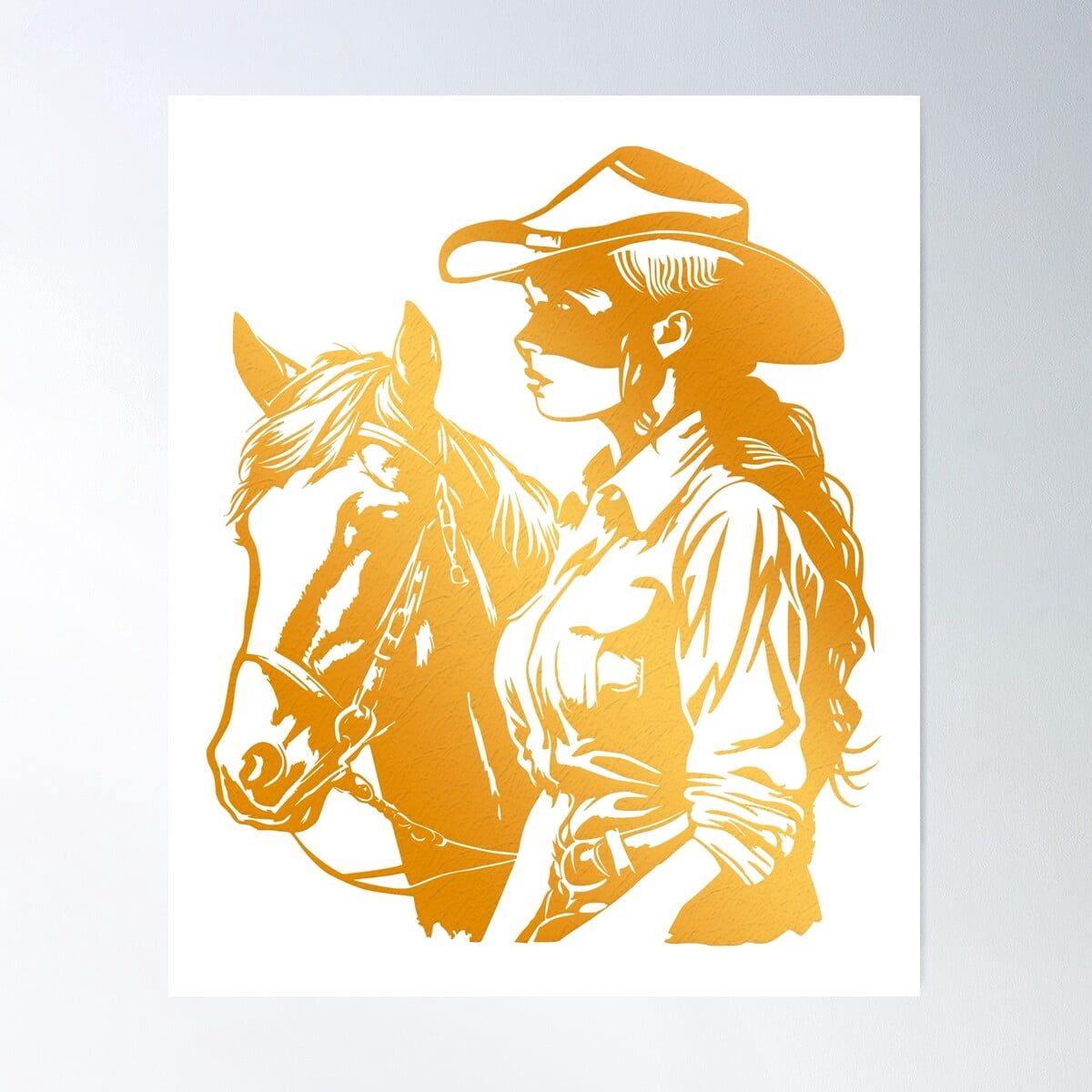 Western Cowgirl Gold Poster, 12x18 UNFRAMED - Walmart.com