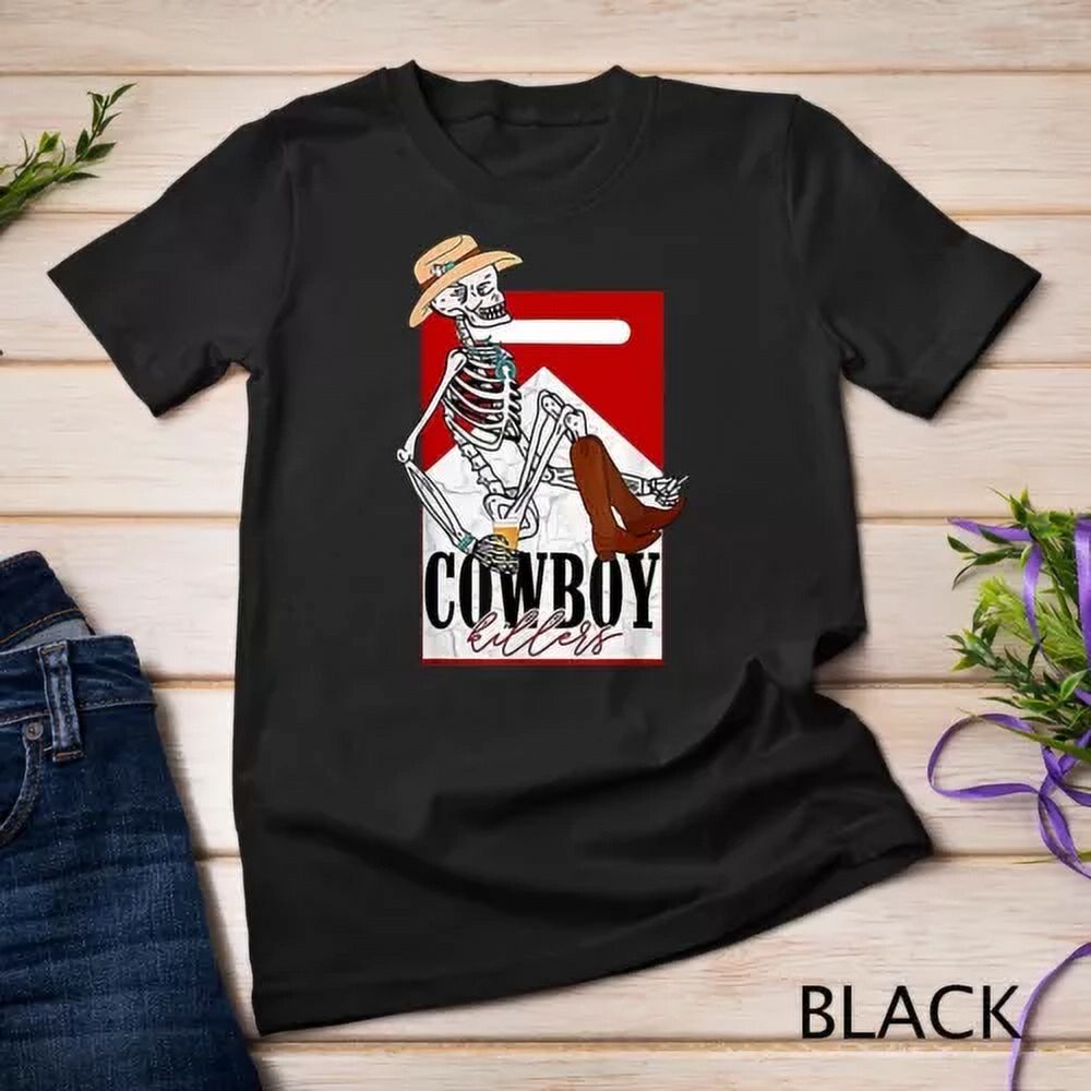 Western Cowgirl Horse Rodeo Punchy Cowboy Killers Skeleton Unisex T ...