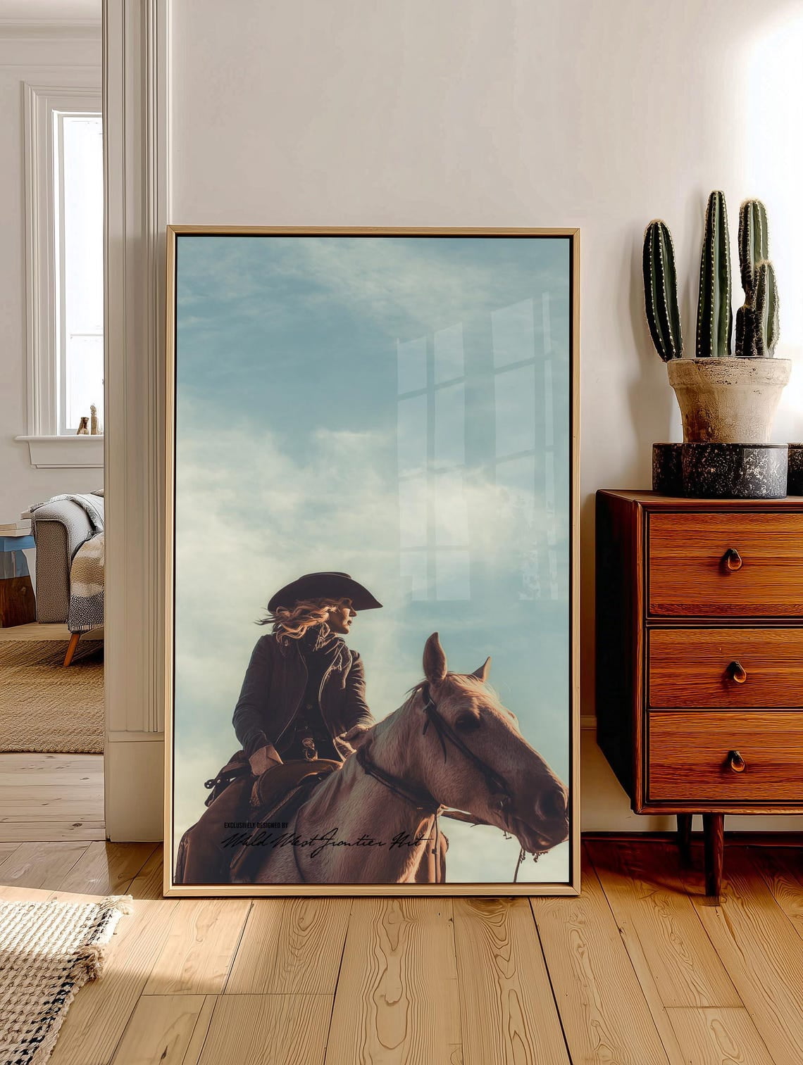 Western Cowgirl Horseback Poster, Rustic Cowboy Room Art Home Decor ...