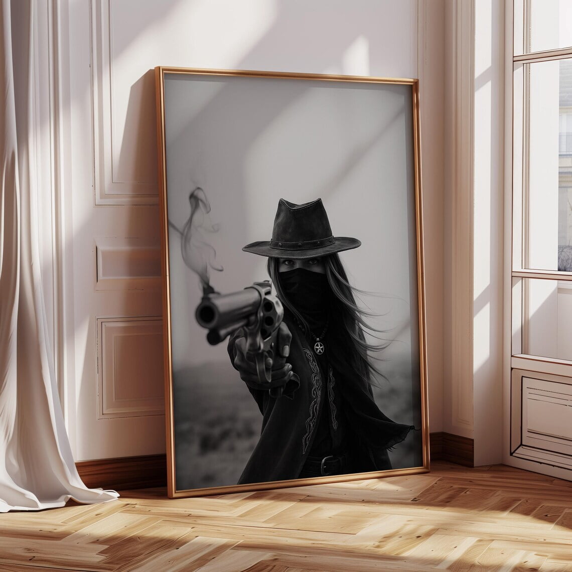 Western Cowgirl Outlaw Print – Black And White Gunslinger Portrait ...