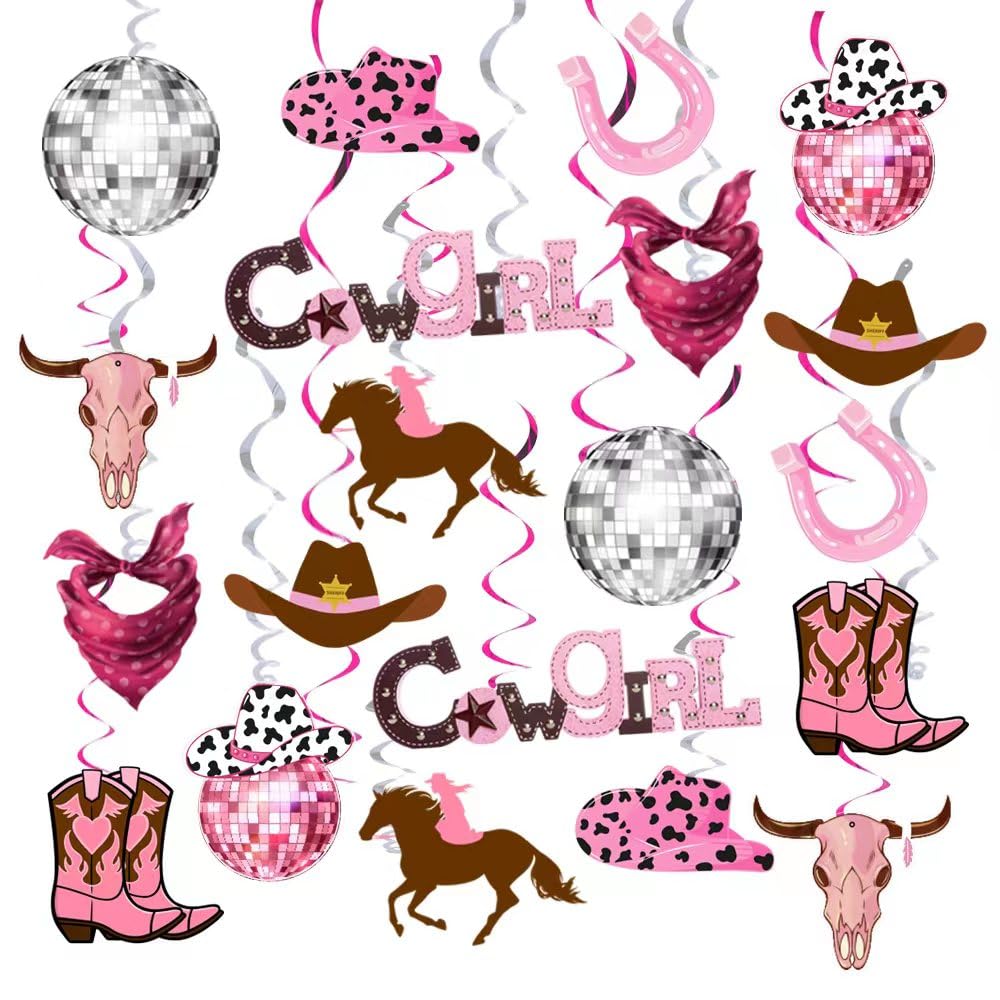 Western Cowgirl PartyTRDN Hanging Swirls, Disco Cowgirl Bachelorette ...