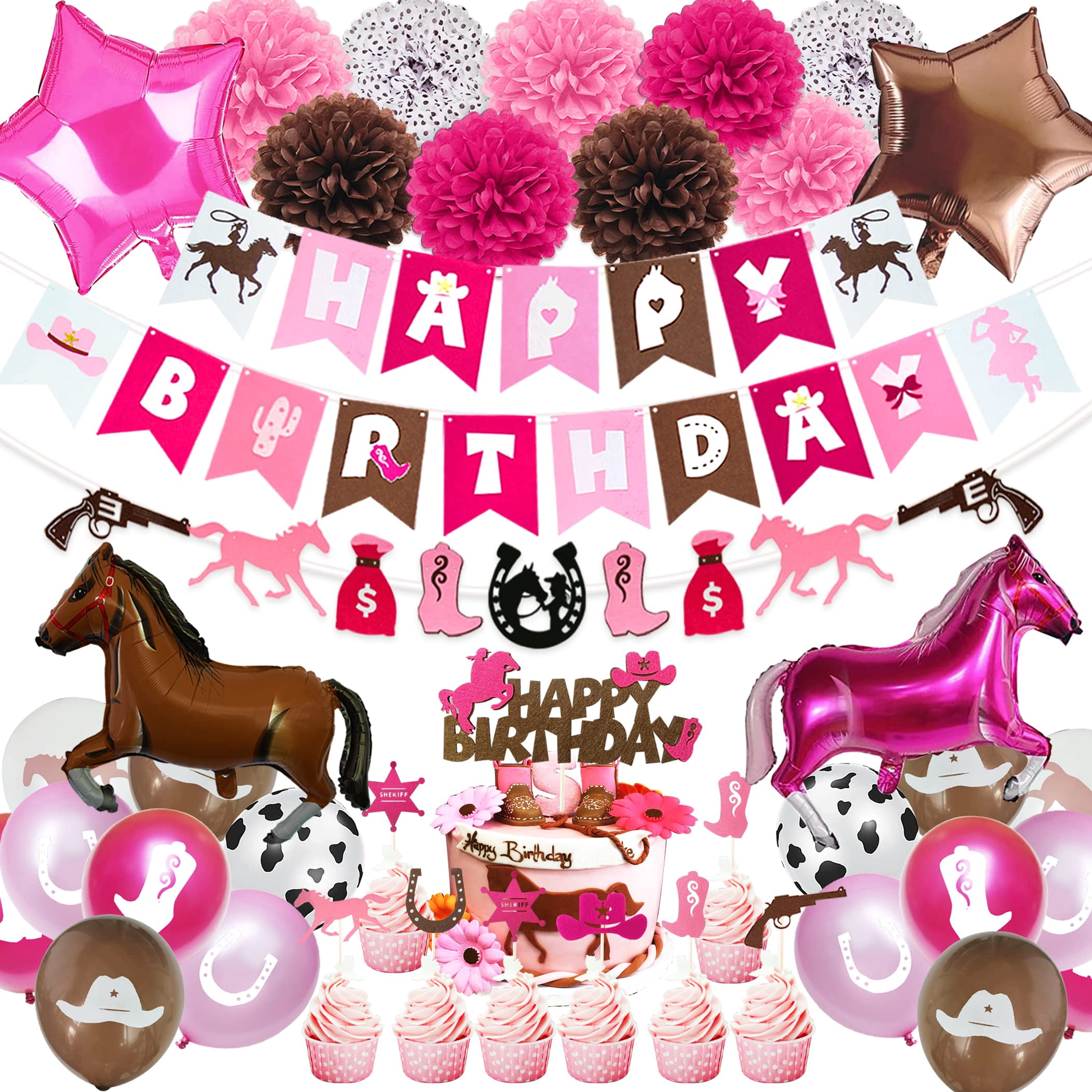 Western Cowgirl Pink Birthday Party Decoration, KKS1 Retro Rodeo Party ...