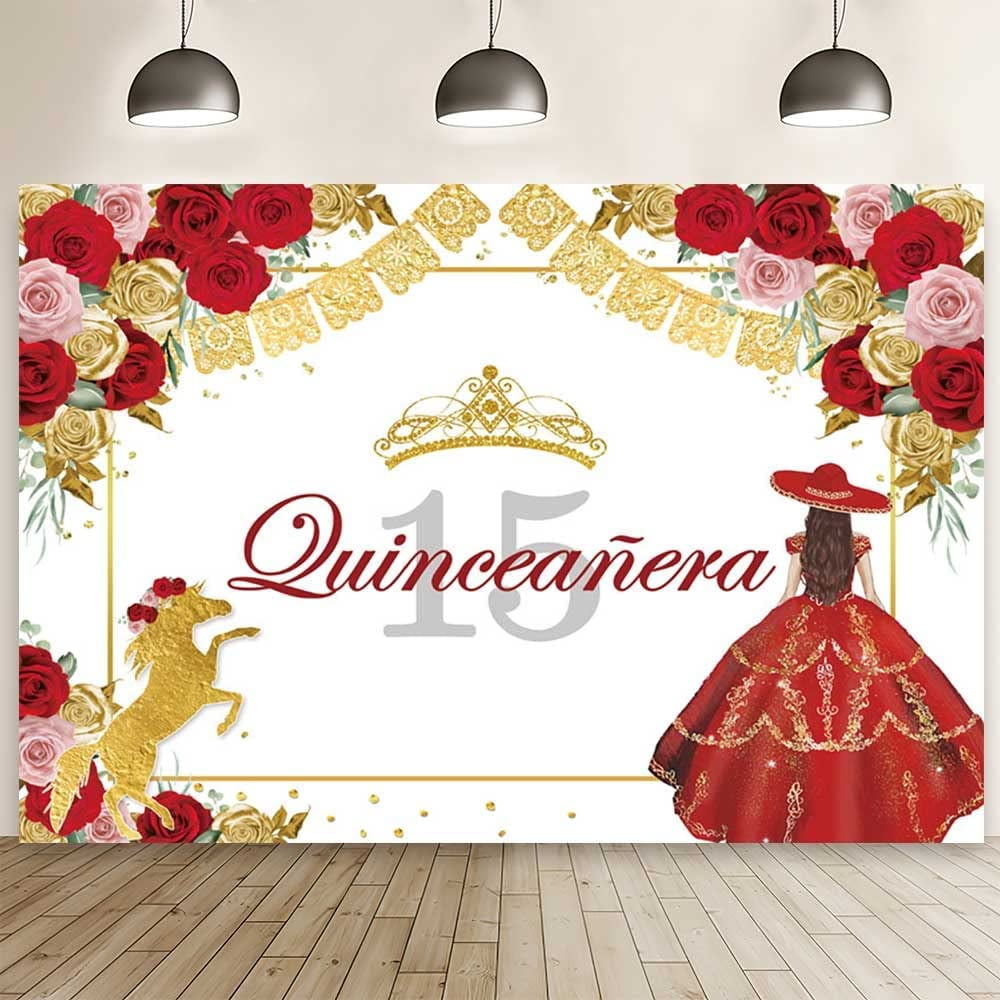 Western Cowgirl Quinceanera 15th Birthday Backdrop Mexican Fiesta Bday ...