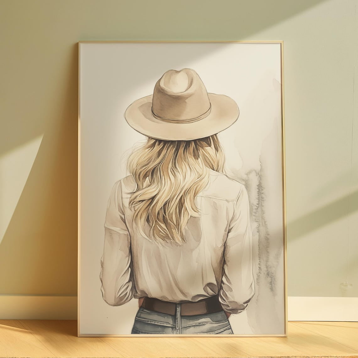 Western Cowgirl Wall Art Print Minimalist Boho Portrait Rustic Country ...