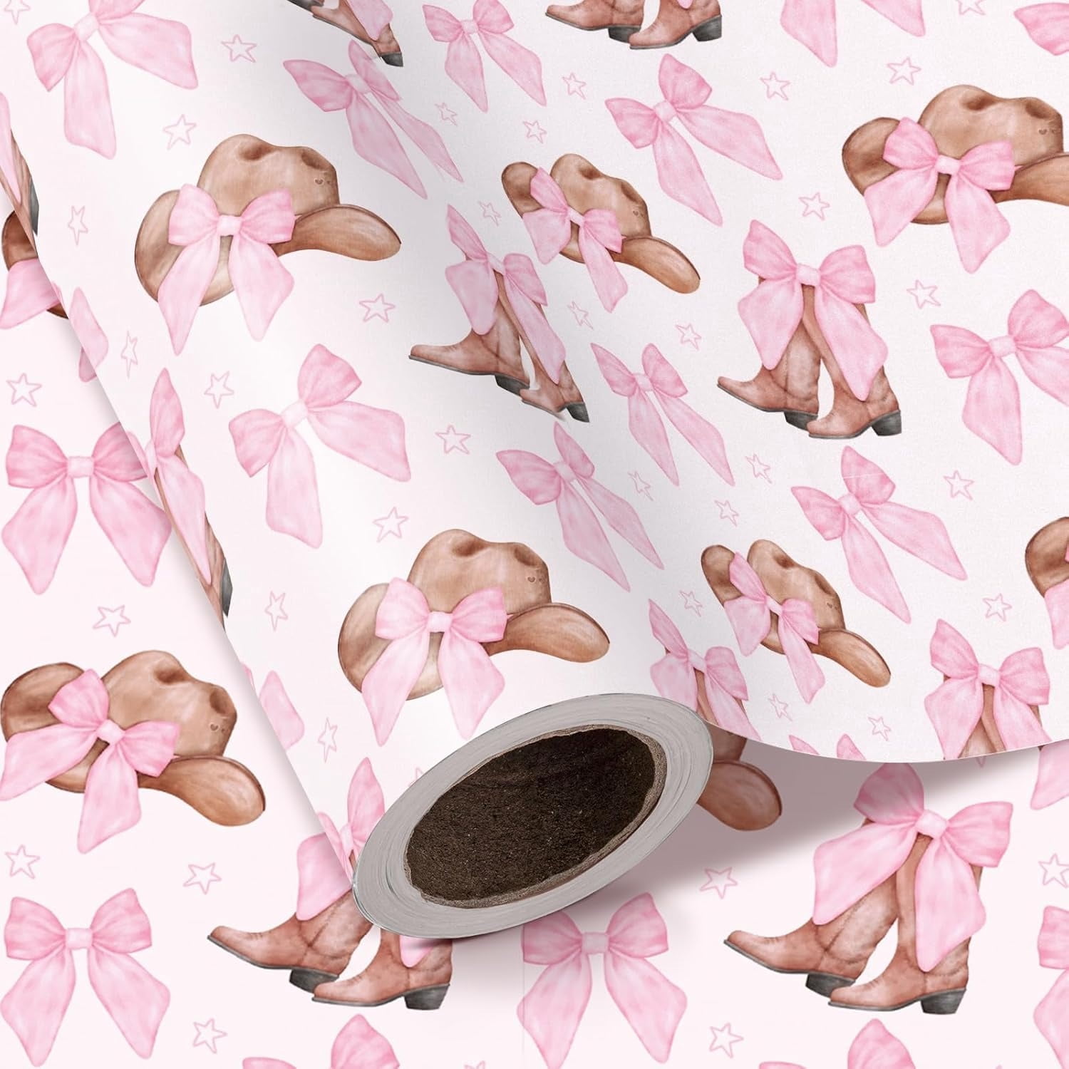Western Cowgirl Wrapping Paper Roll 23x58 Inch Cowgirl Hat Boots with ...