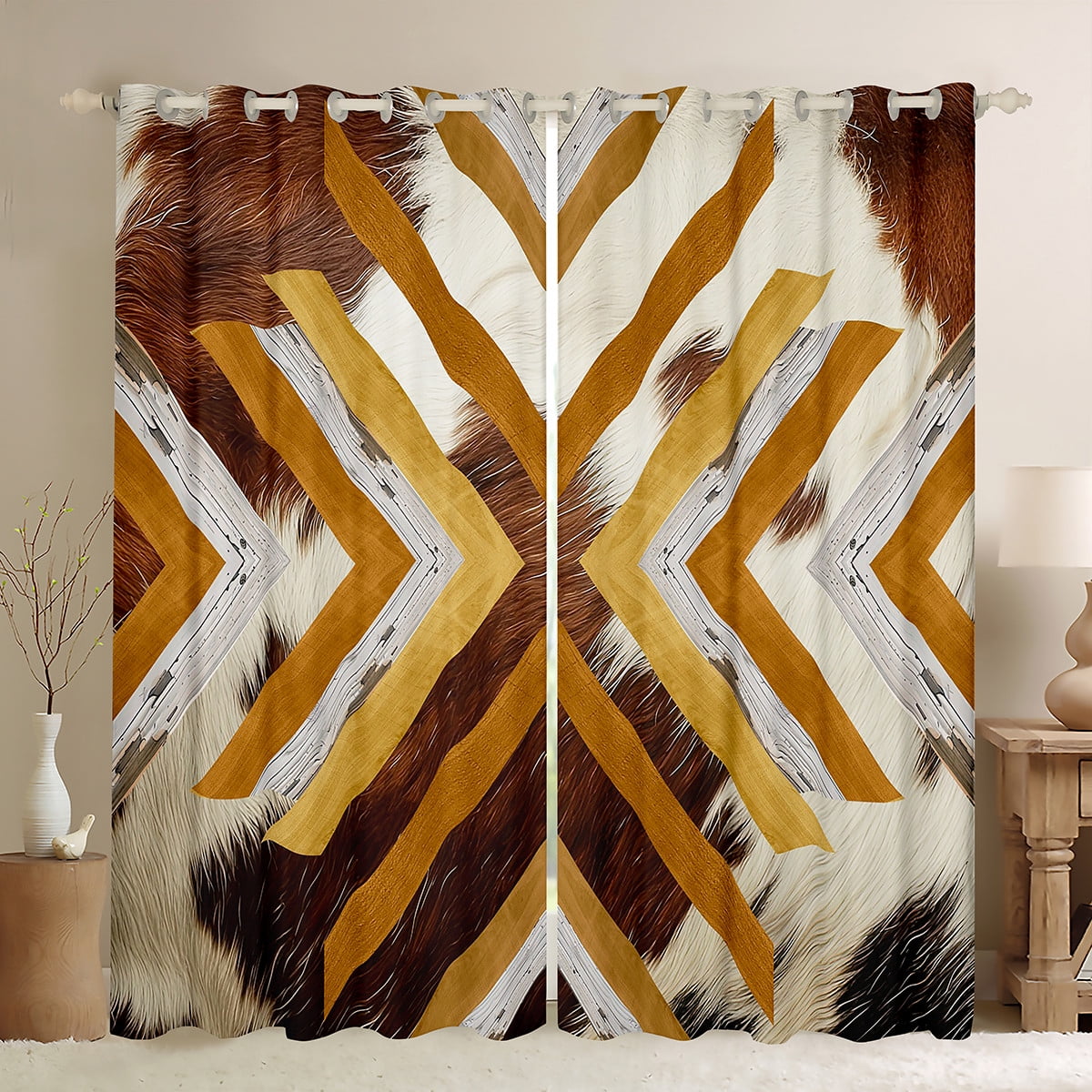 Western Cowhide Curtains & Drapes Southwestern Aztec 30%-50% Blackout ...