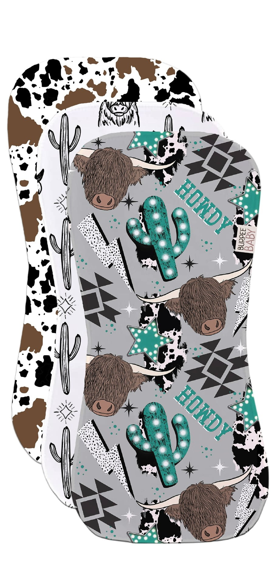 Western Cowprint Nashville Burp Cloths 3 Pack by Burpee Baby - Walmart.com