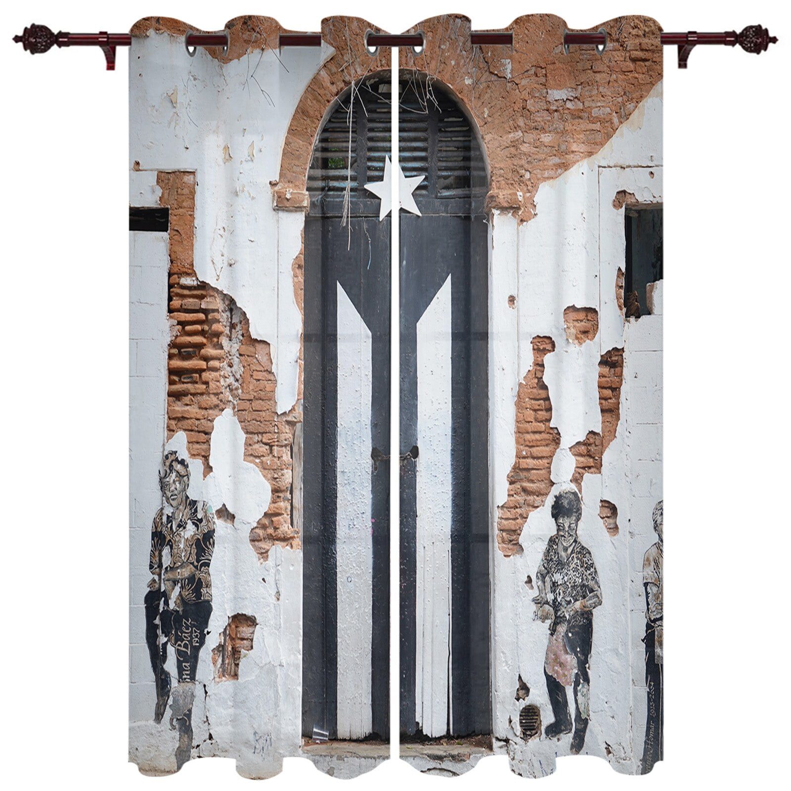 Western Curtains Traditional Rustic West Wooden Door Living Room ...