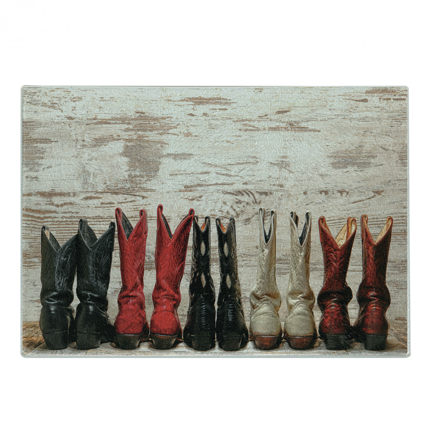 Western Cutting Board, American Cowgirl Leather Boots Rustic Wild West ...