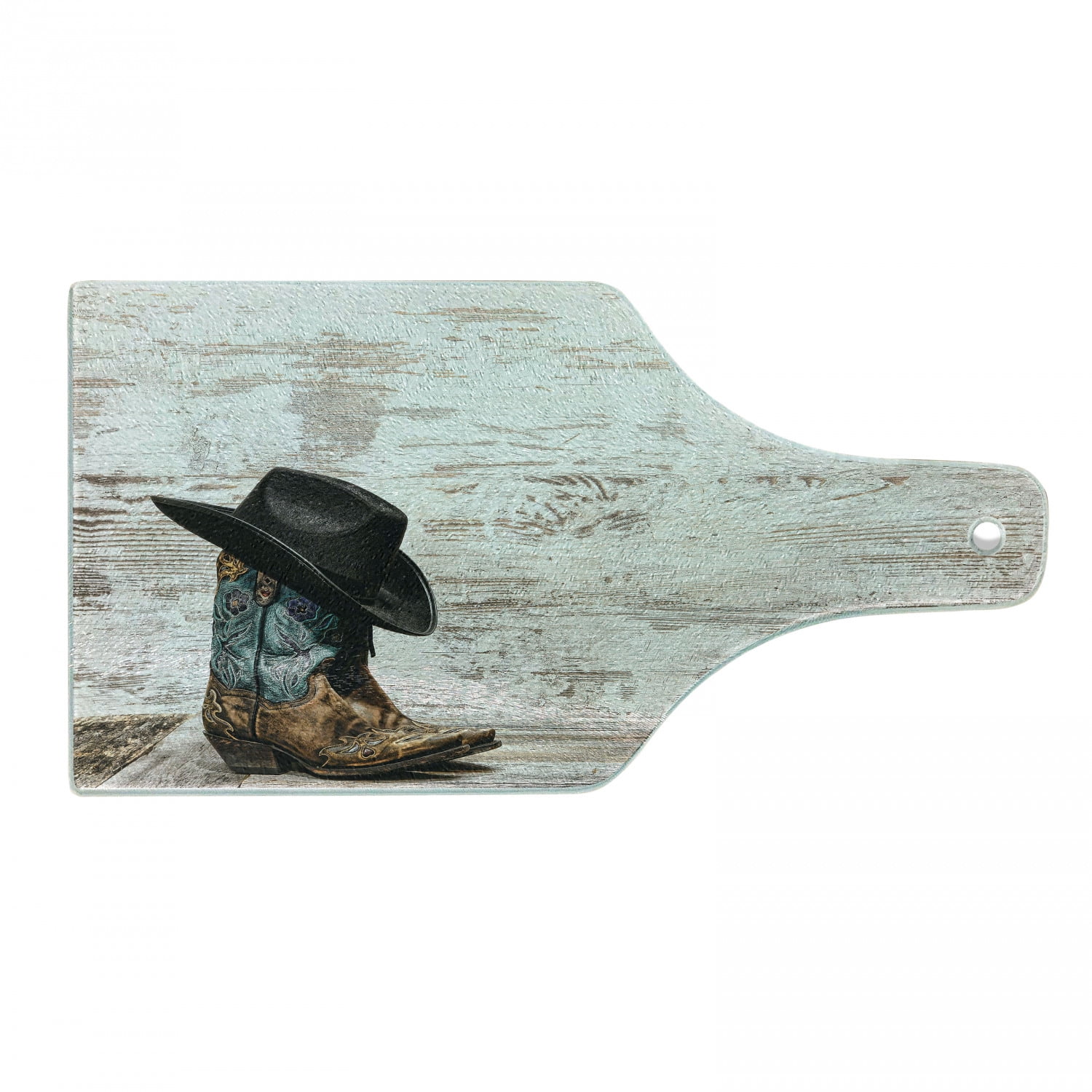 Western Cutting Board, Traditional Rodeo Cowboy Hat and Cowgirl Boots ...
