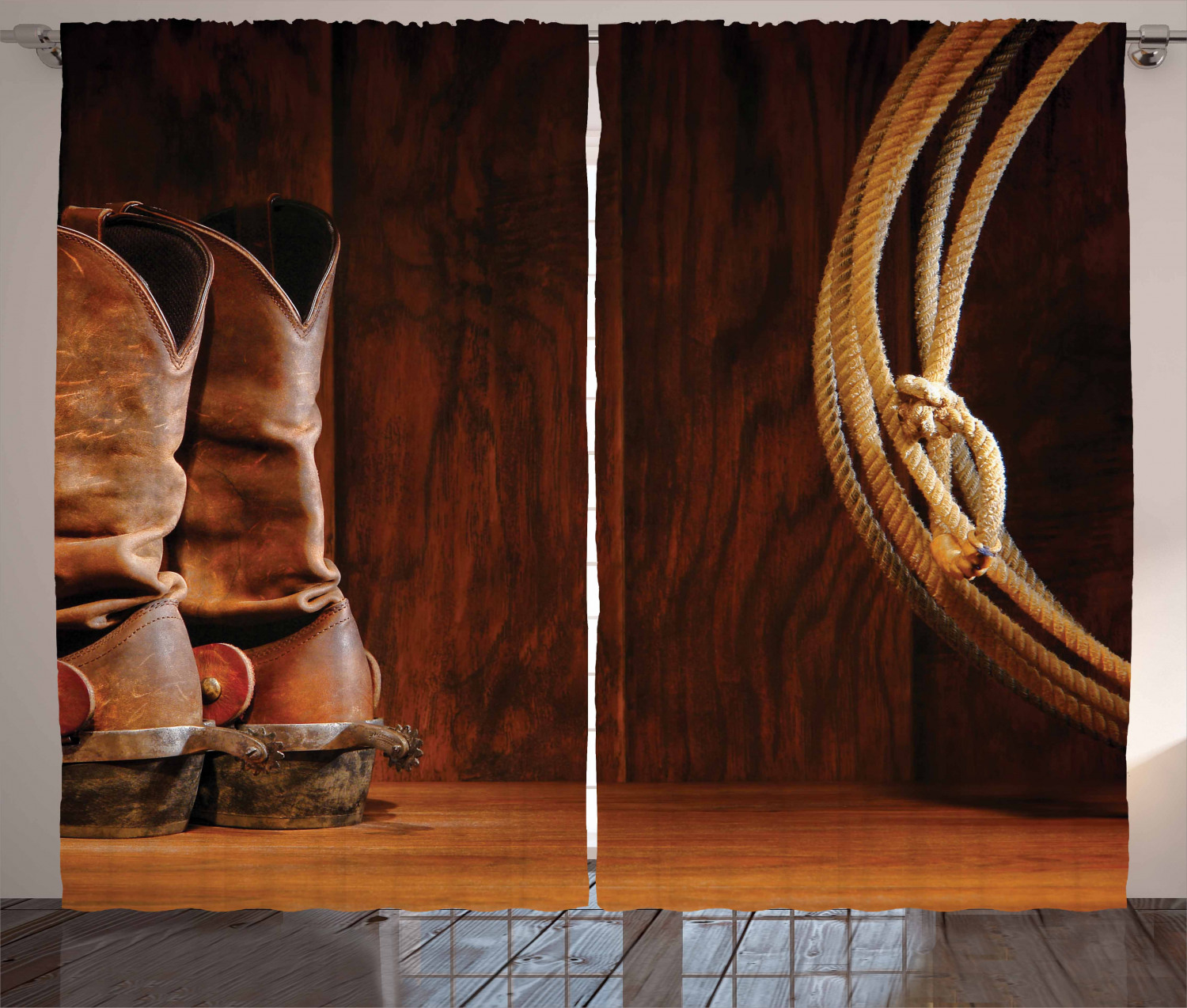 Ambesonne Western Curtains 2 Panel Set, Cowboy Wild Sports, 108" x 84 ...