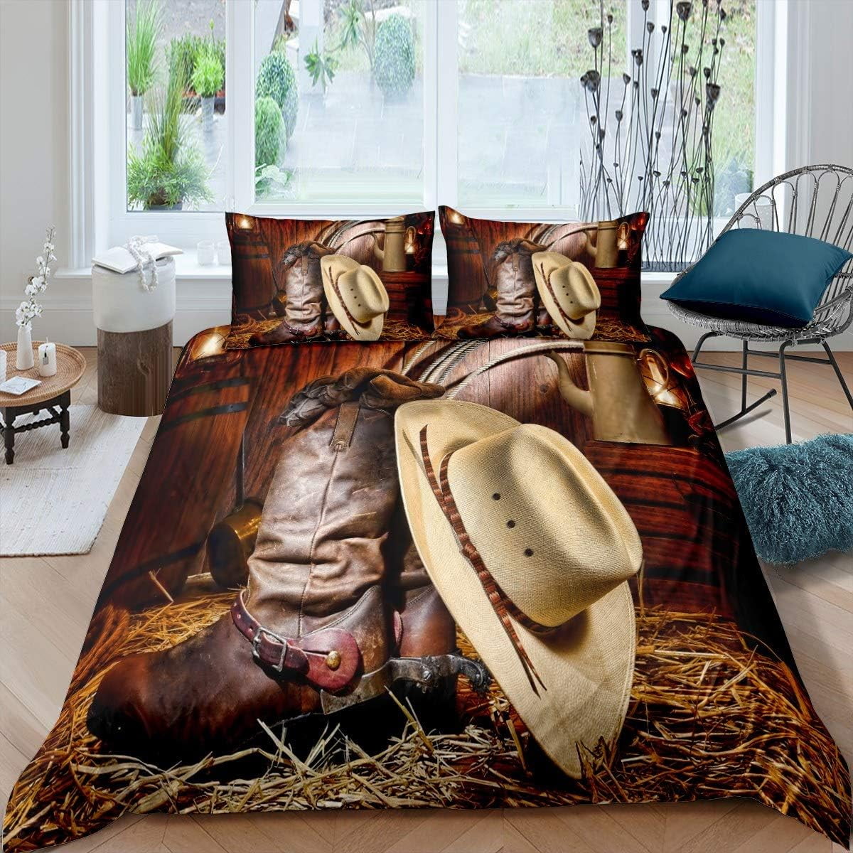 Western Decor Duvet Cover Retro Cowboy Style Bedding Set Wild West ...