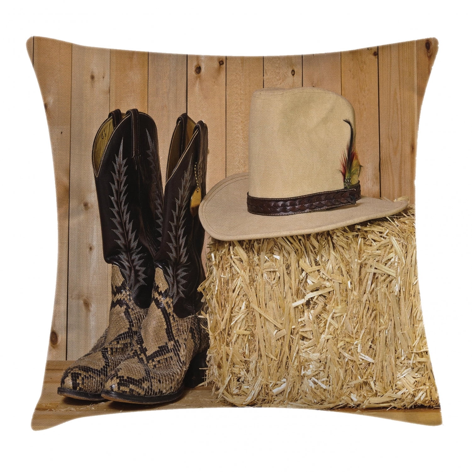 Western Decor Throw Pillow Cushion Cover, Snake Skin Cowboy Boots ...